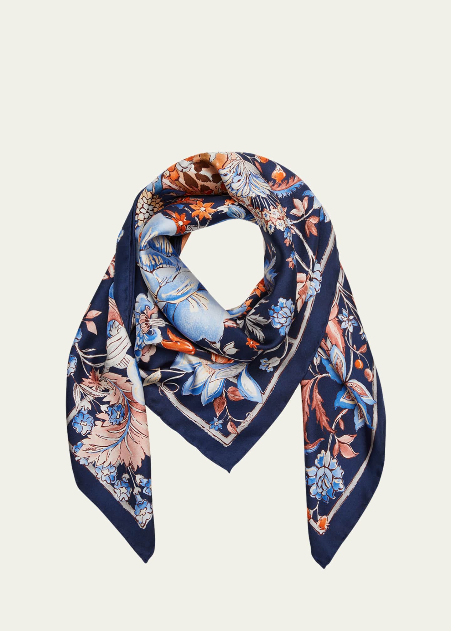 Ferragamo Foulard Floral Cheetah Silk Square Scarf - Bergdorf Goodman