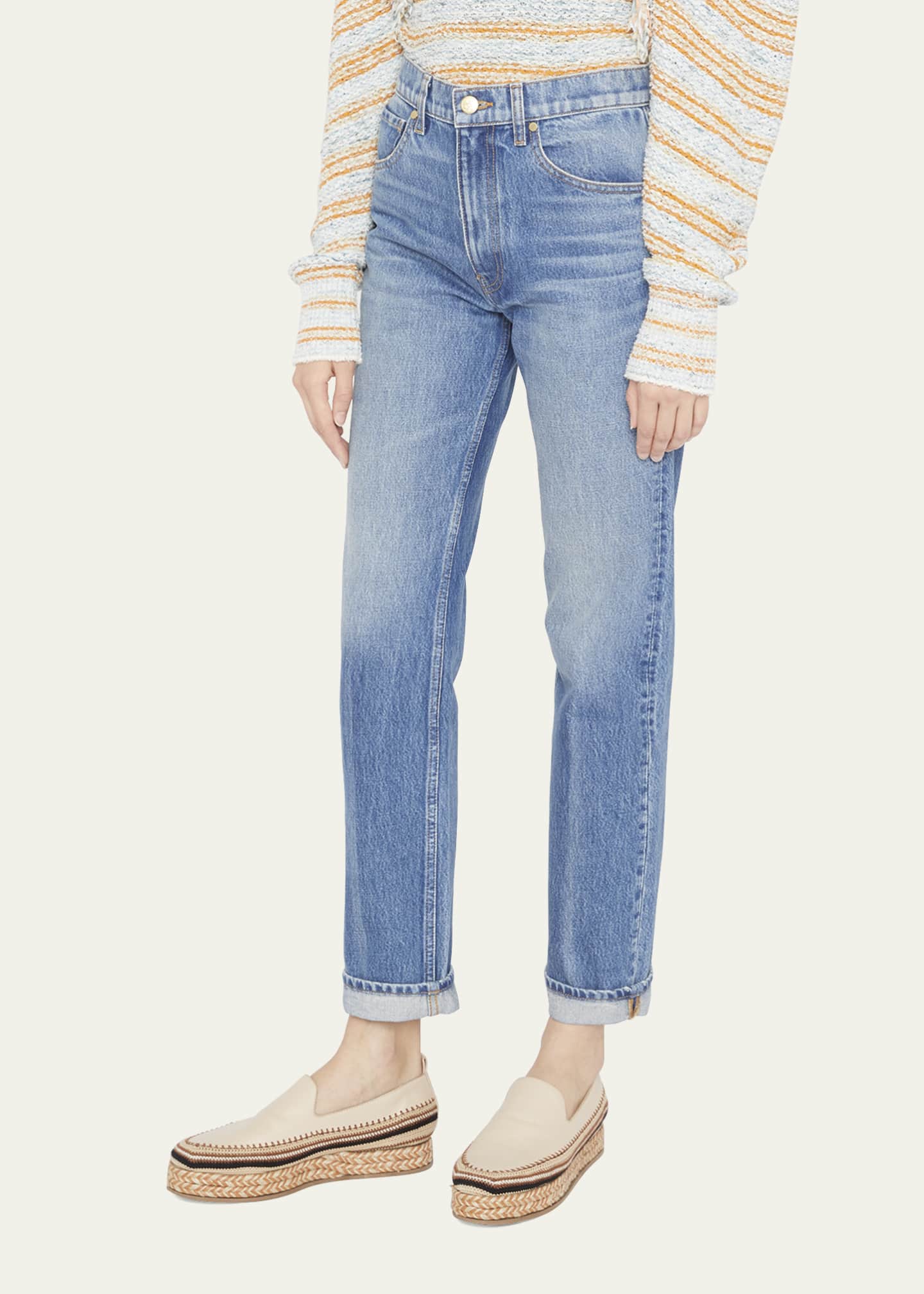 Ulla Johnson The Daphne Straight-Leg Cuffed Denim Jeans - Bergdorf Goodman