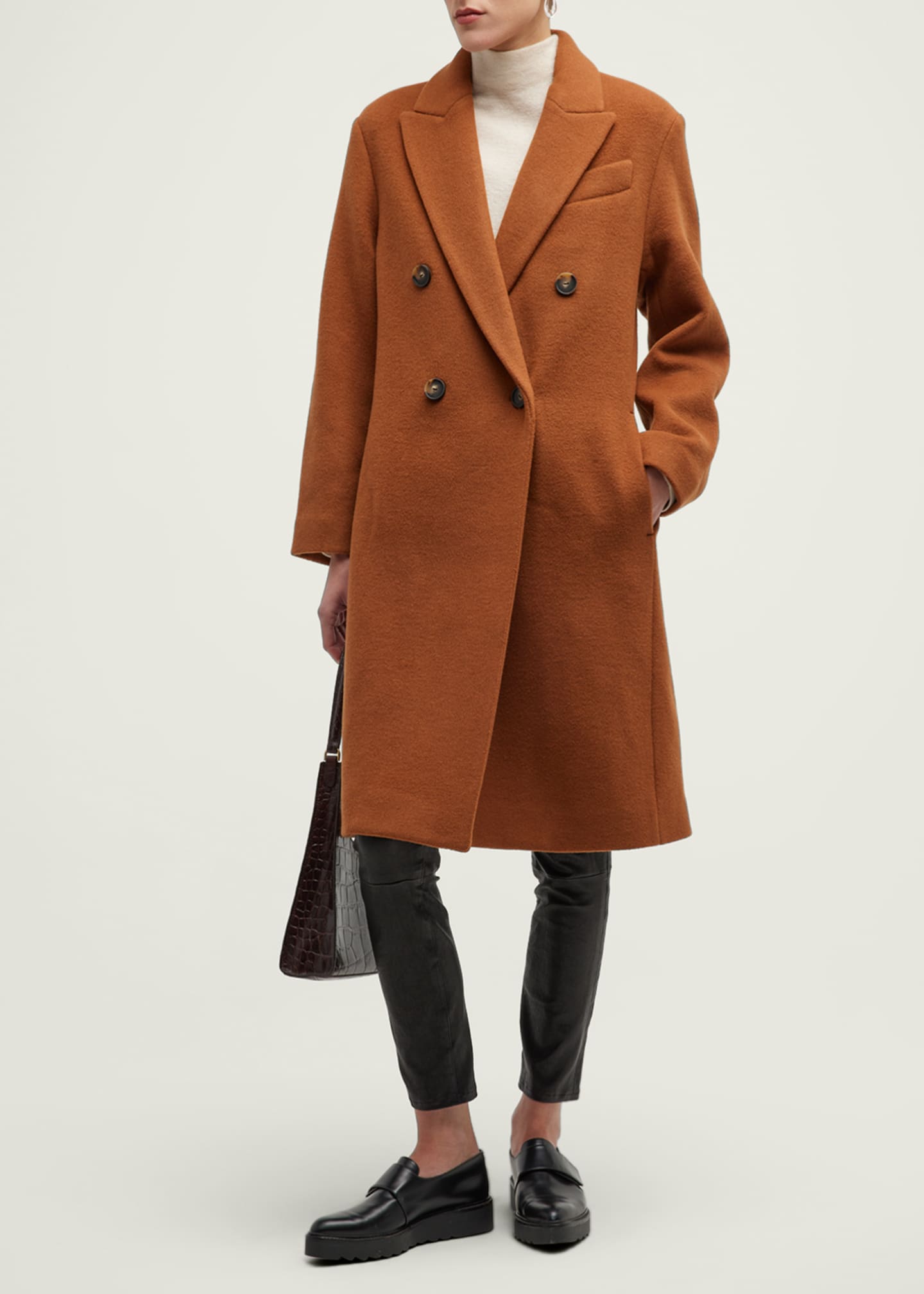 Vince Double-Breasted Brushed Wool Coat - Bergdorf Goodman