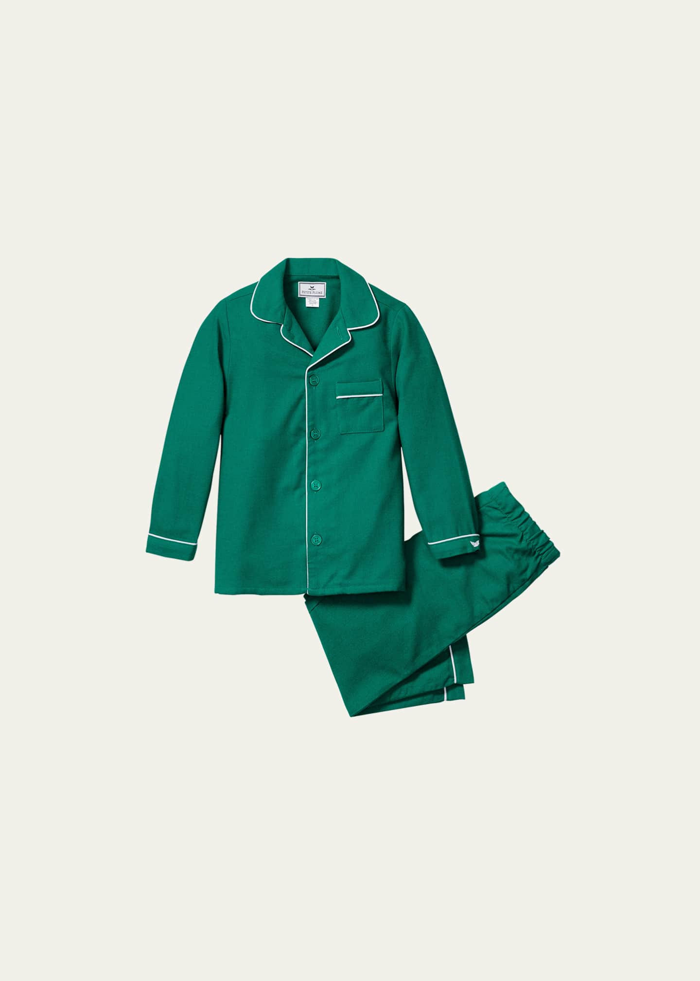 Petite Plume Kid's Flannel Forest Green 2-Piece Pajama Set, Size 6M-14 ...