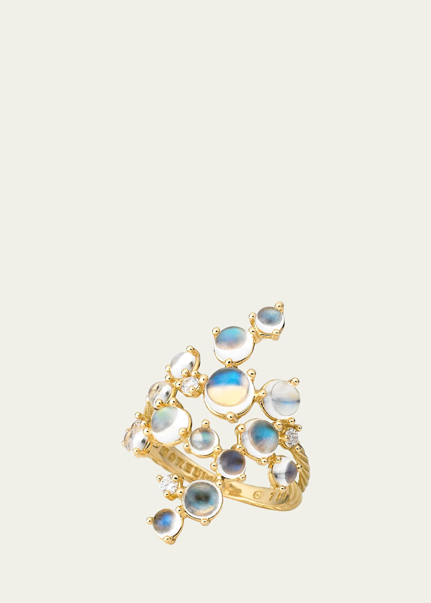 Paul Morelli Moonstone & Diamond Bubble Cluster Ring in 18K Yellow Gold ...