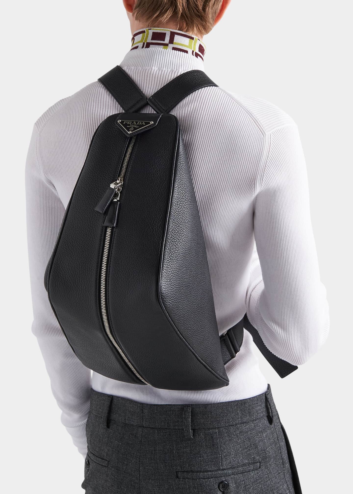 Prada Men's Leather Triangle Backpack - Bergdorf Goodman