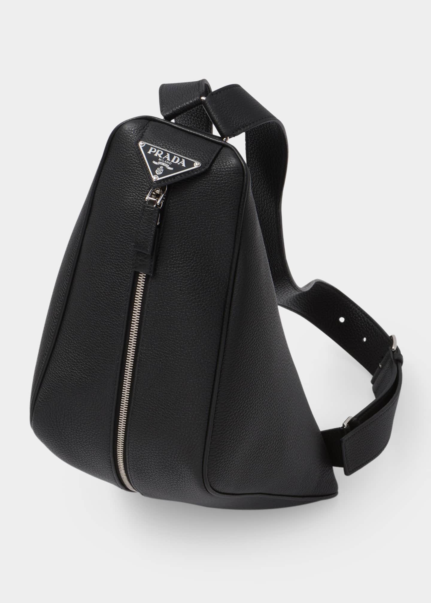 Prada Men's Leather Triangle Backpack - Bergdorf Goodman