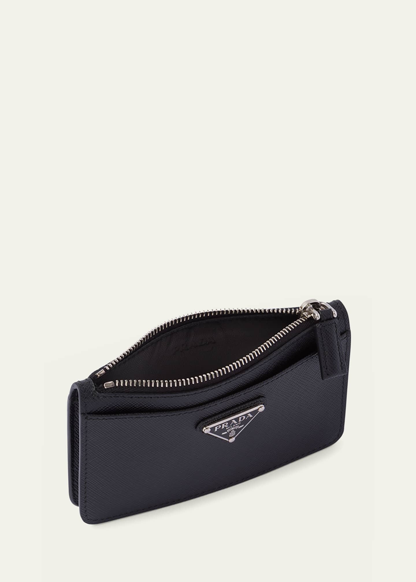 Prada Men's Saffiano Leather Triangle Logo Zip Wallet - Bergdorf Goodman