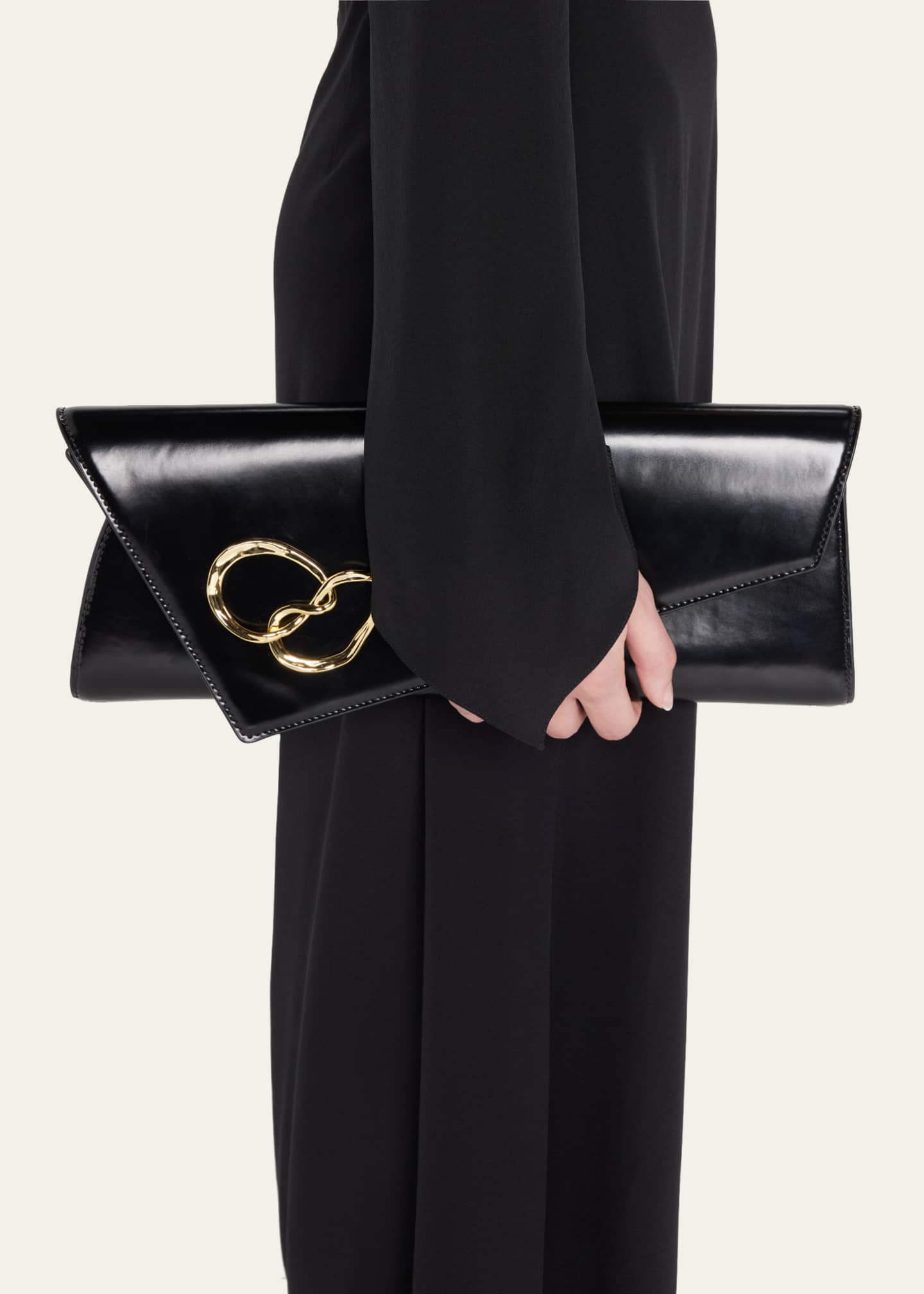 Alexis Bittar Twisted Angular Flap Leather Clutch Bag - Bergdorf Goodman