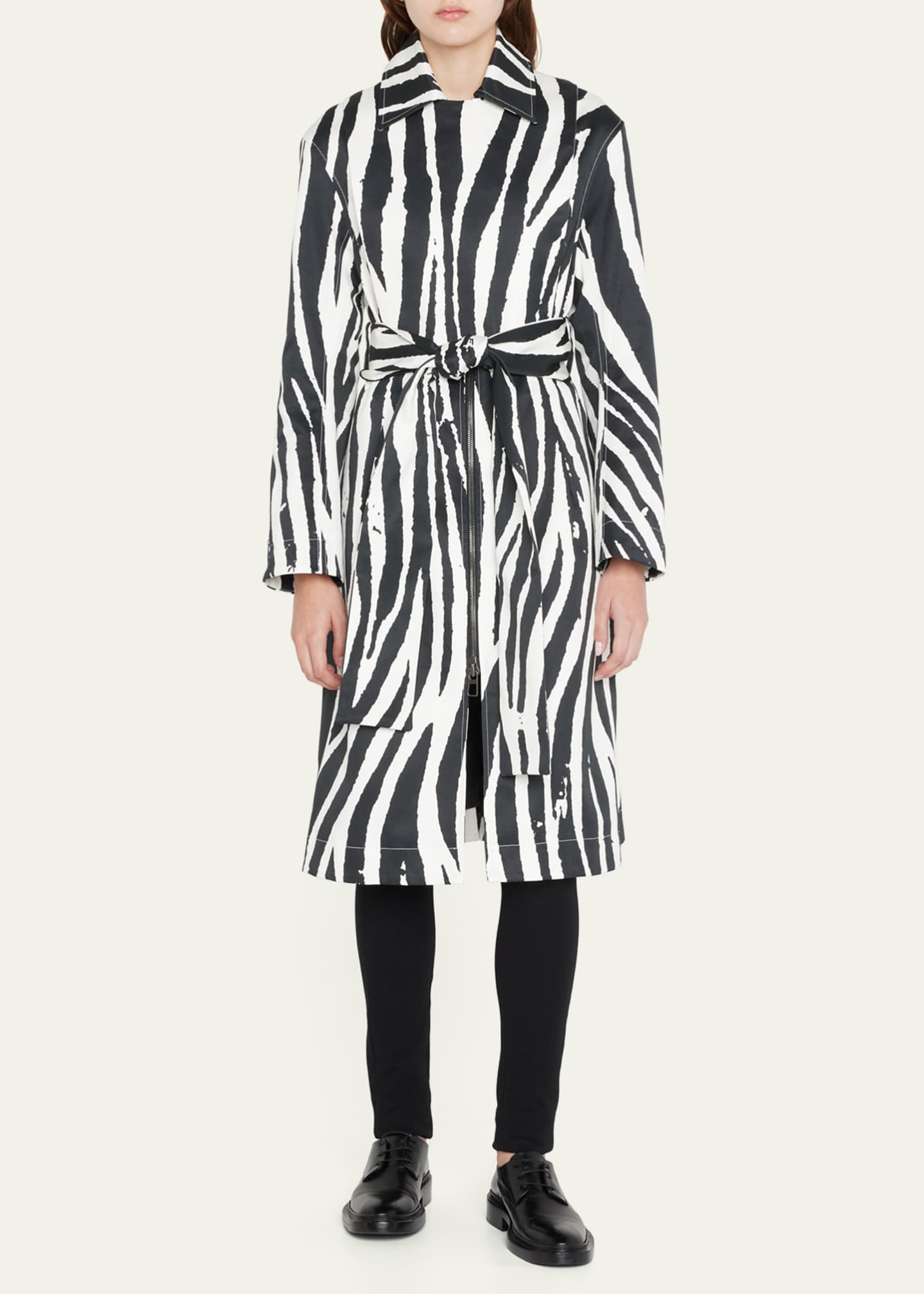 AZ Factory Zebra-Print Belted Car Coat - Bergdorf Goodman