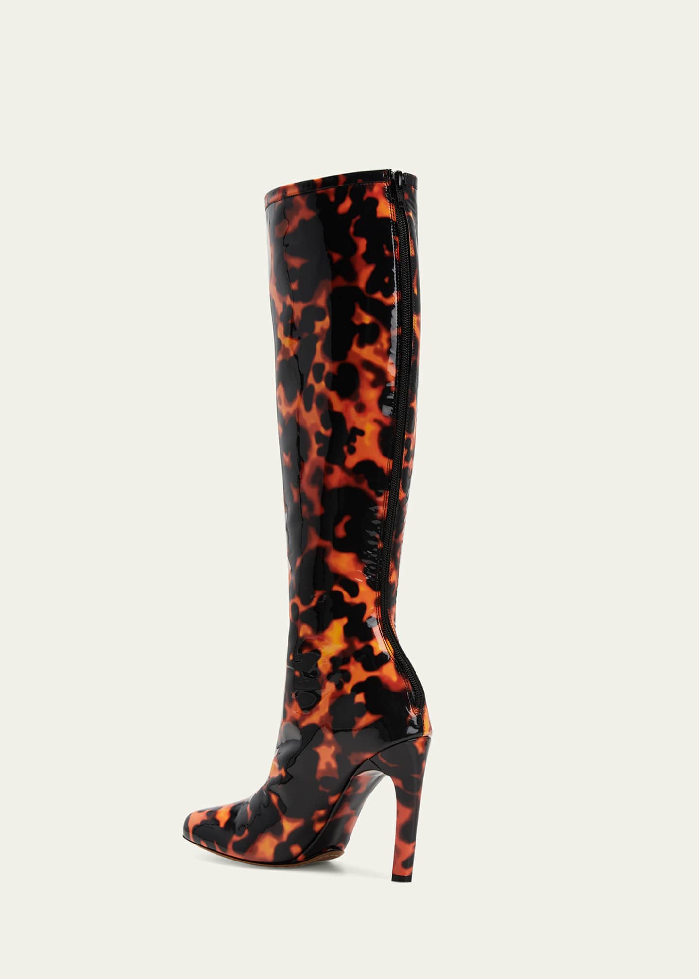 Dries Van Noten Tortoise Patent Stiletto Knee Boots - Bergdorf Goodman