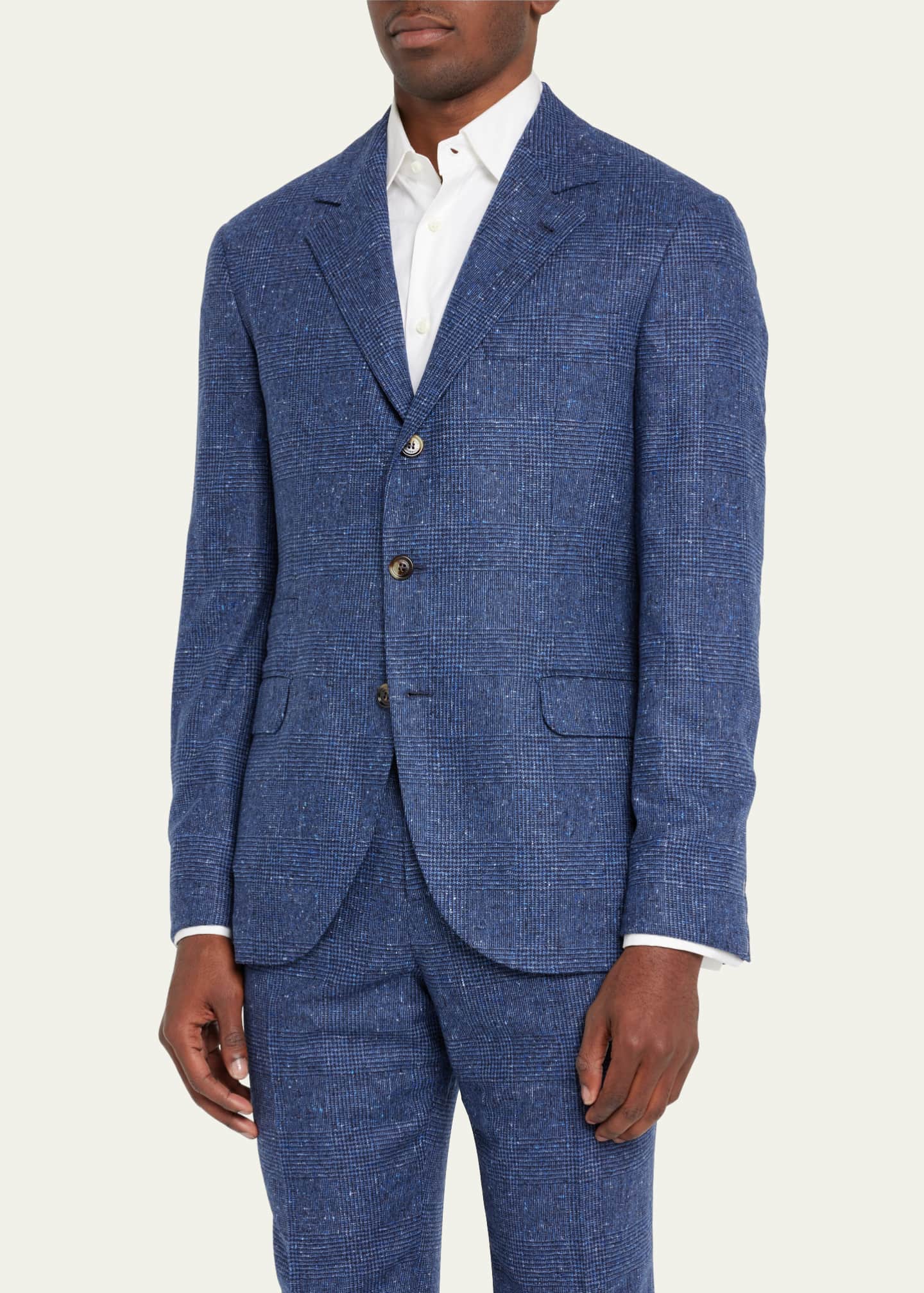 Brunello Cucinelli Men's Wool Donegal Plaid Suit - Bergdorf Goodman