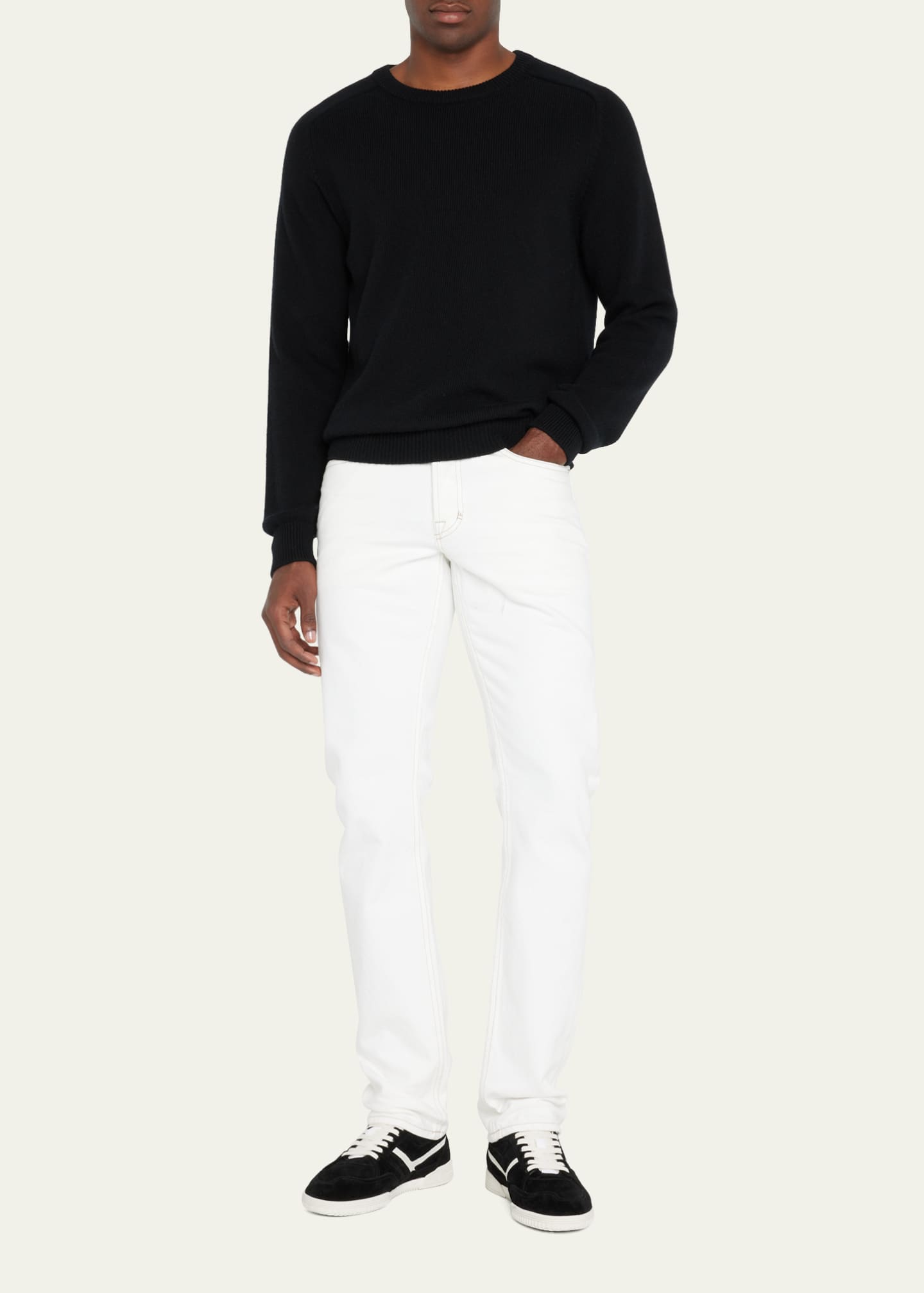 TOM FORD Men's Jackson Leather T-Logo Low-Top Sneakers - Bergdorf Goodman