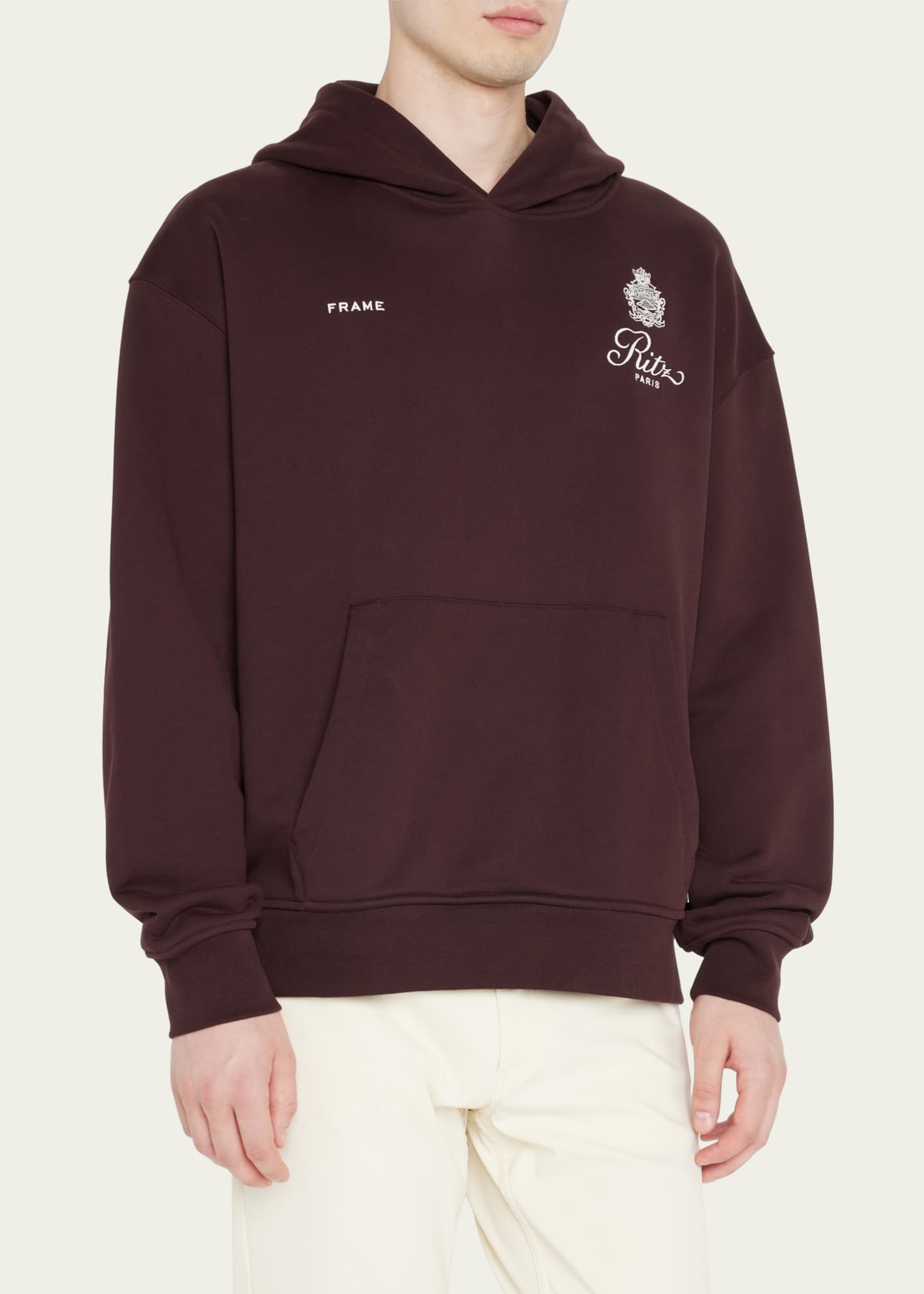 FRAME x Ritz Paris Men's Bordeaux Crest Hoodie - Bergdorf Goodman