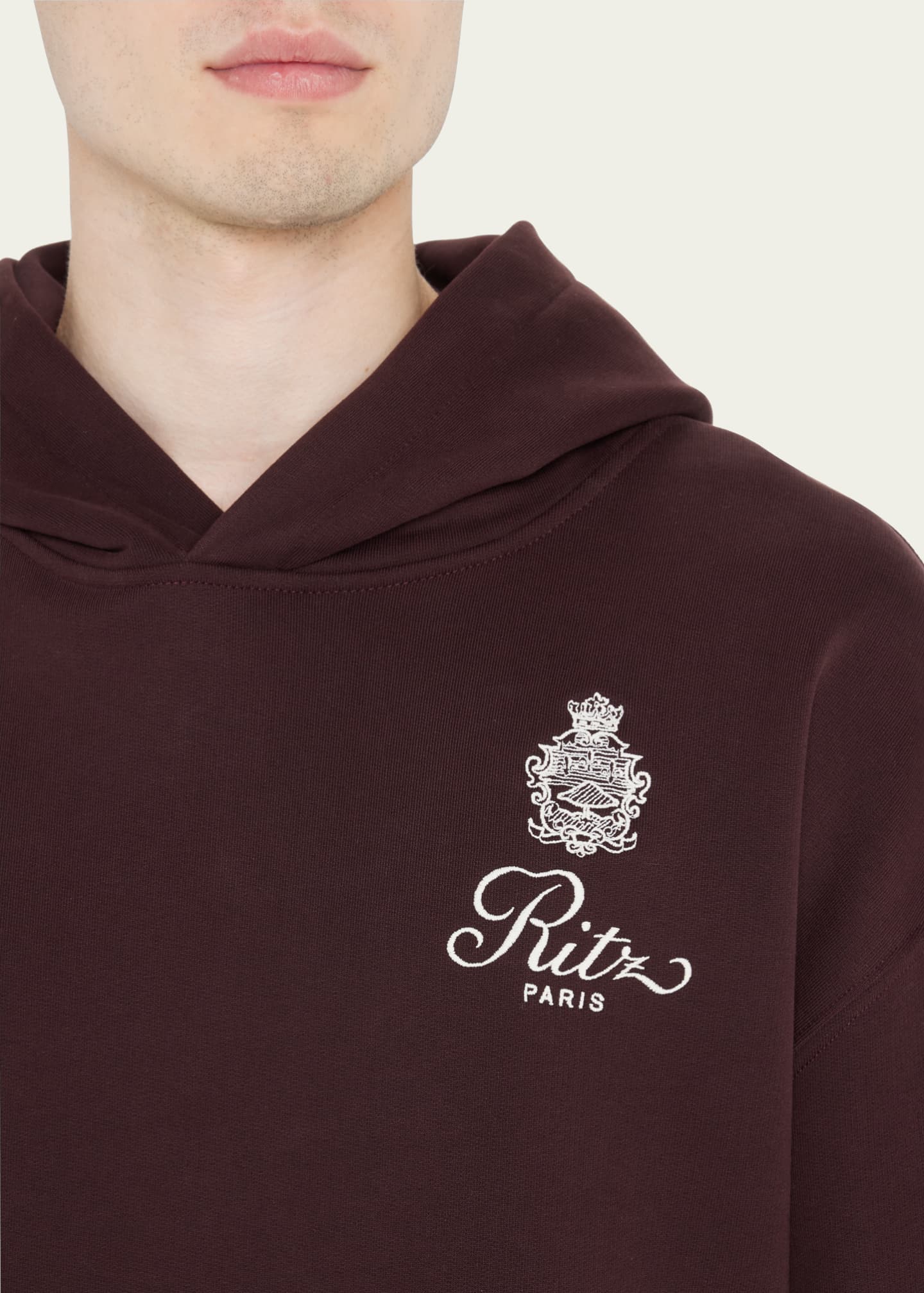 FRAME x Ritz Paris Men's Bordeaux Crest Hoodie - Bergdorf Goodman