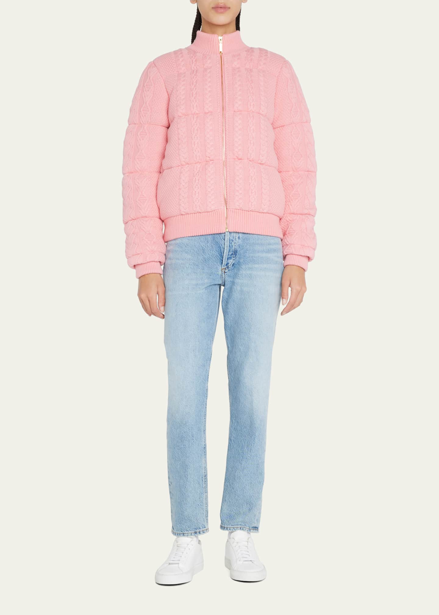LoveShackFancy Andora Cable-Knit Bomber Jacket - Bergdorf Goodman