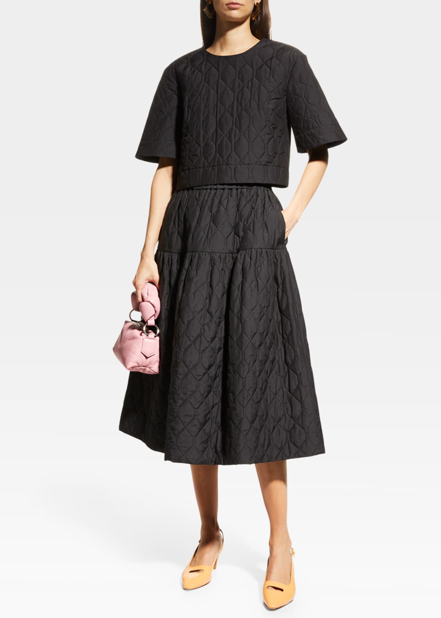 Jason Wu Quilted Short-Sleeve Crop Top - Bergdorf Goodman