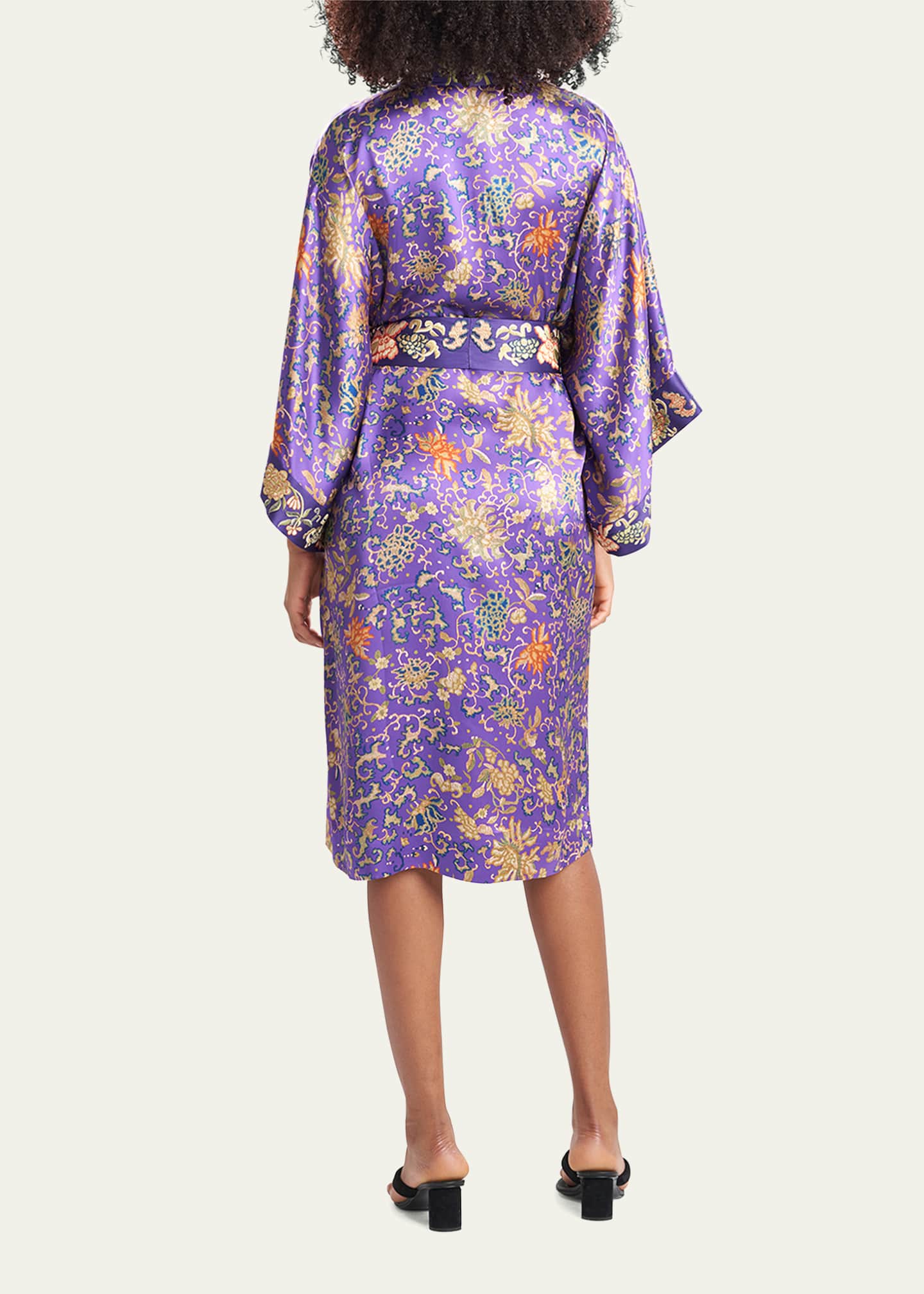 Josie Natori Short Belted Embellished Silk Robe - Bergdorf Goodman