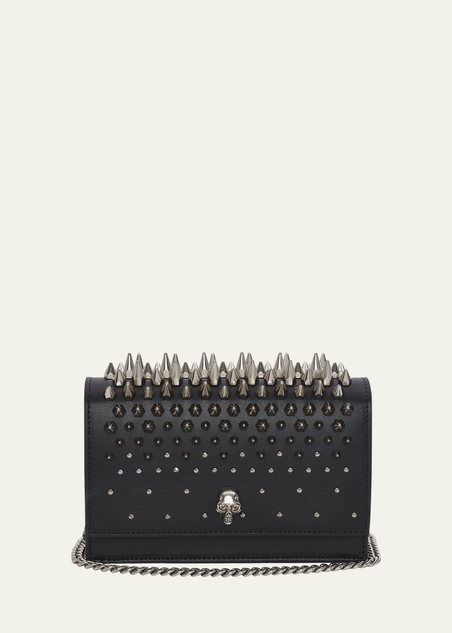 Alexander McQueen Small Skull Spike Leather Shoulder Bag - Bergdorf Goodman