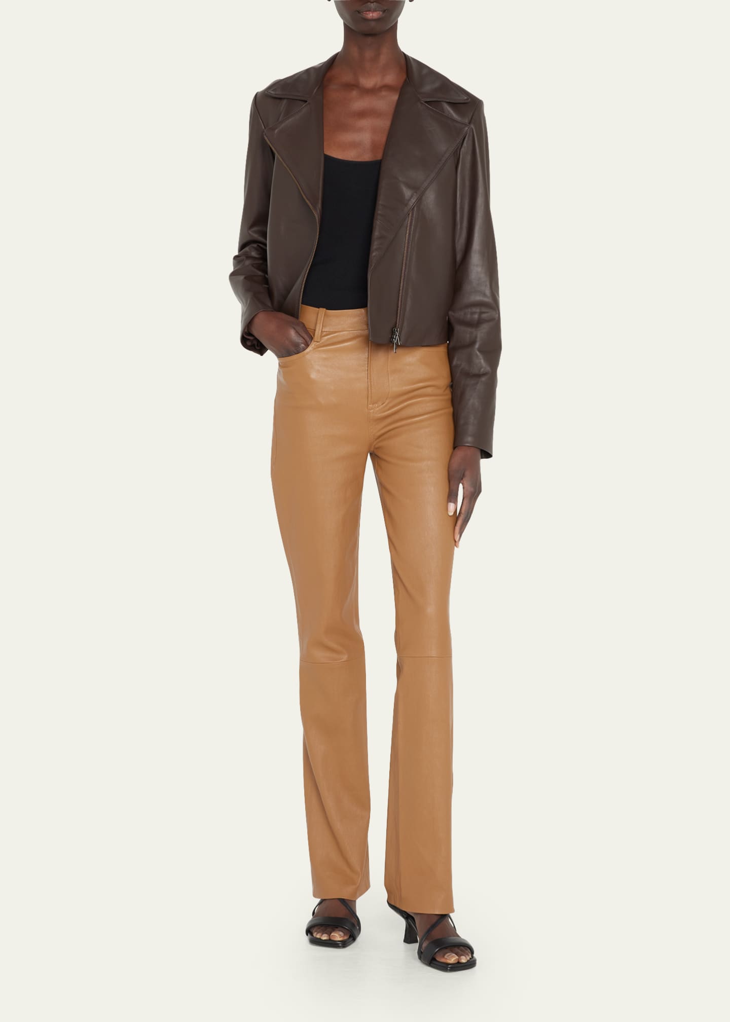 Vince Bootcut Stretch Leather Pants - Bergdorf Goodman