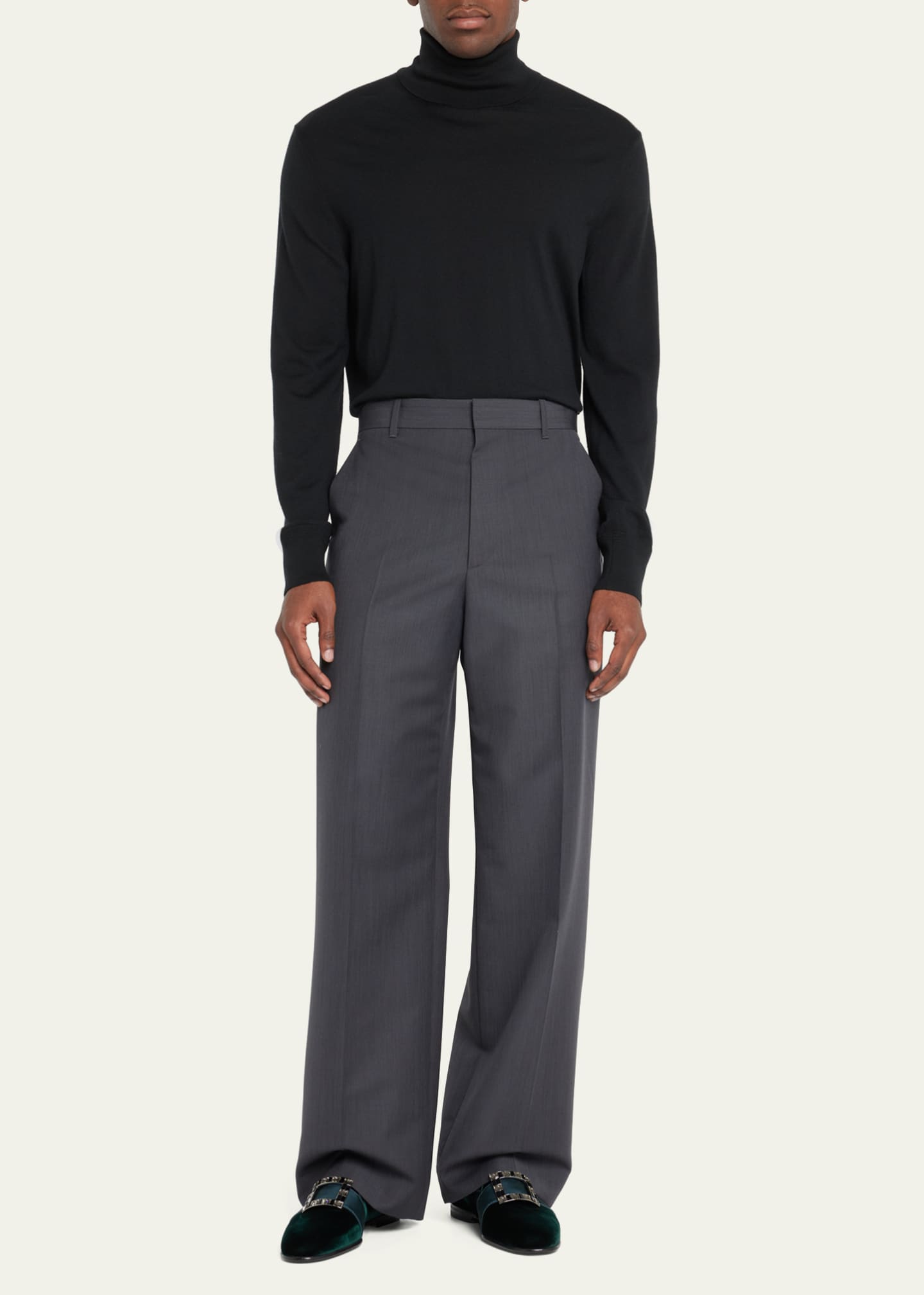 Manolo Blahnik Men's Eaton Crystal Buckle Velvet Loafers - Bergdorf Goodman