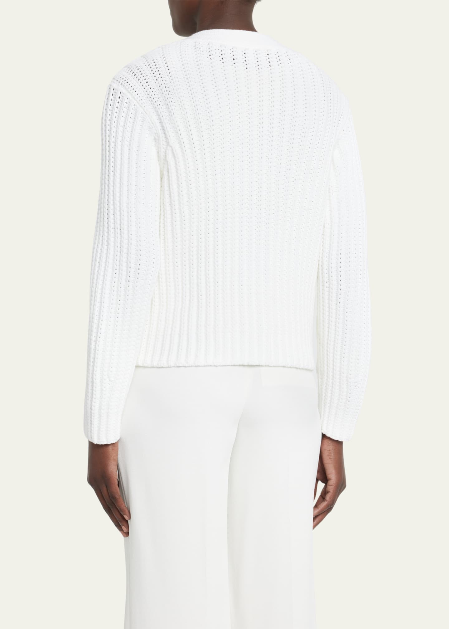 Vince Wave Rib Short Cotton-Blend Cardigan - Bergdorf Goodman