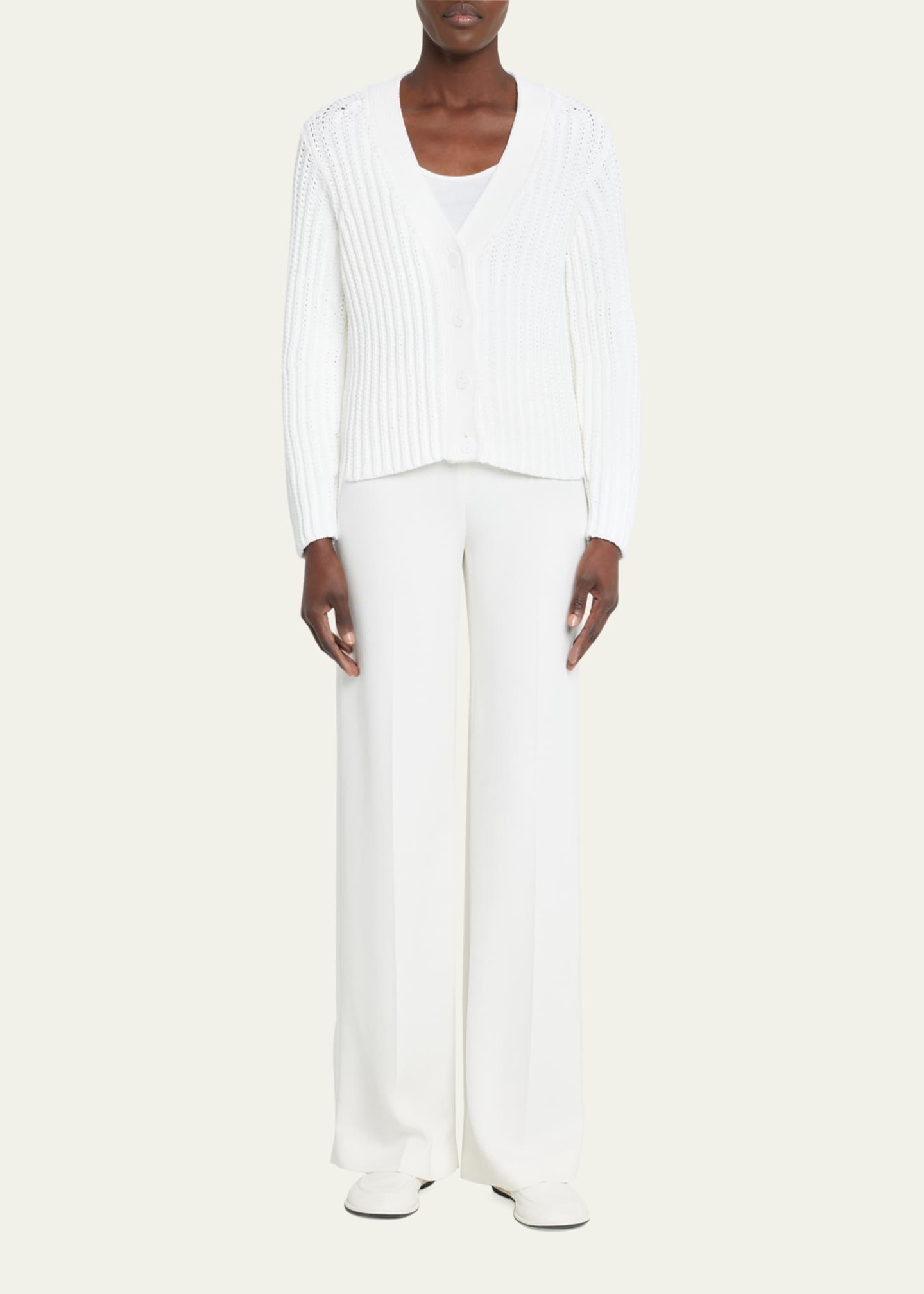 Vince Wave Rib Short Cotton-Blend Cardigan - Bergdorf Goodman
