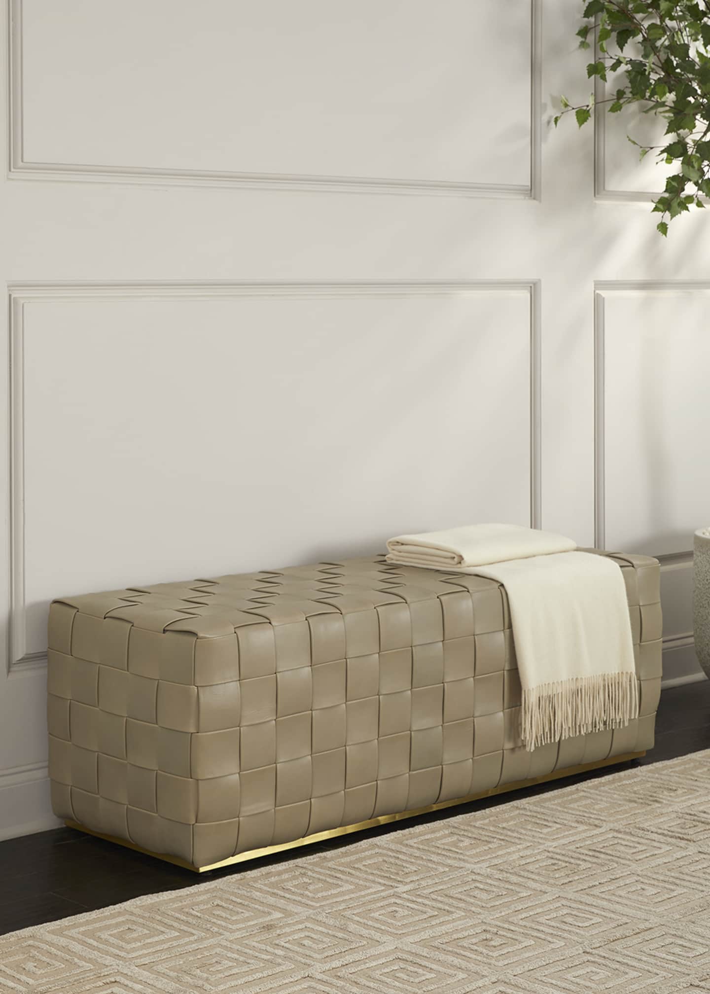 Arteriors Lakewood Woven Leather Bench, 54" - Bergdorf Goodman