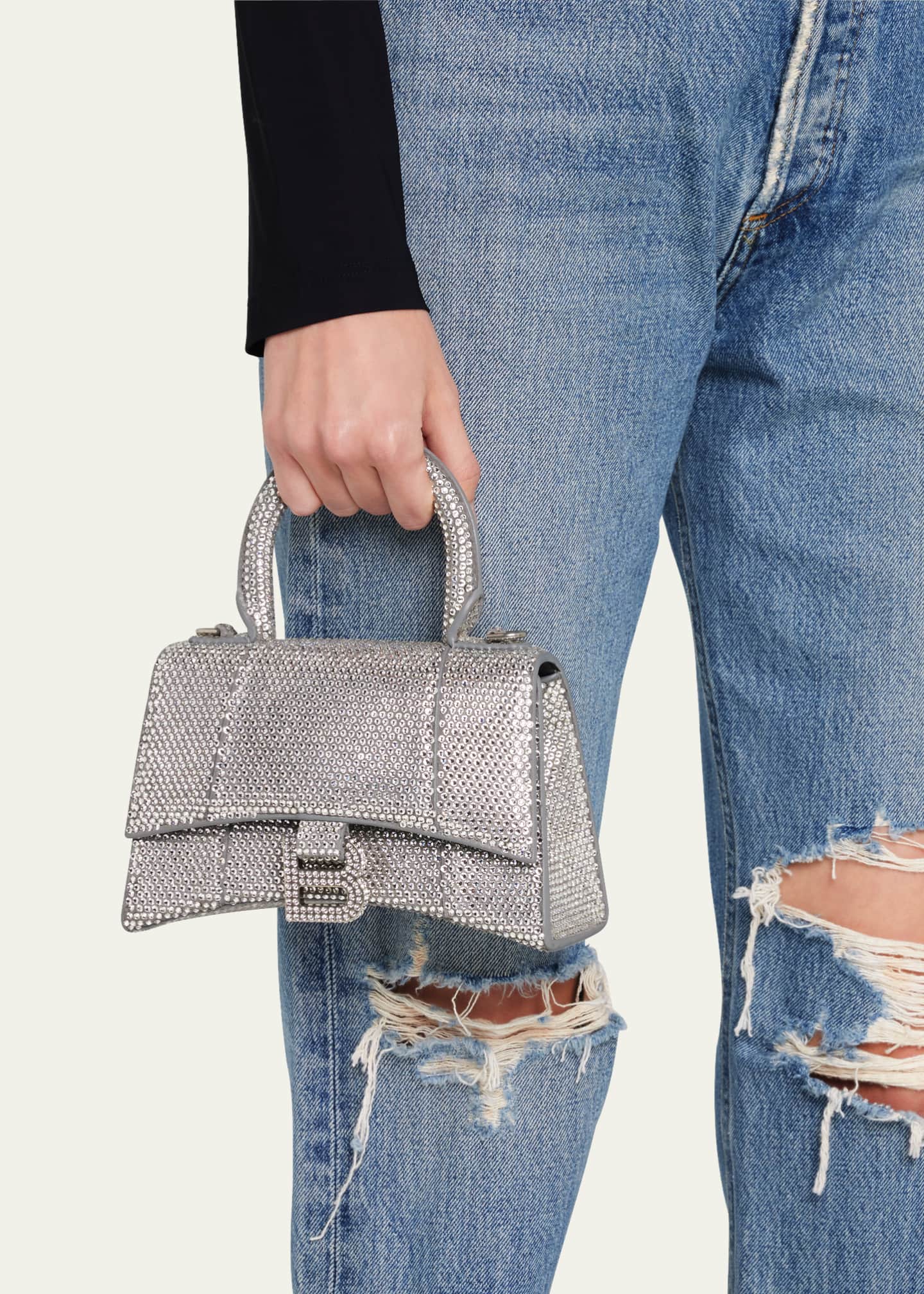 Balenciaga Hourglass XS Strassed Top-Handle Bag - Bergdorf Goodman