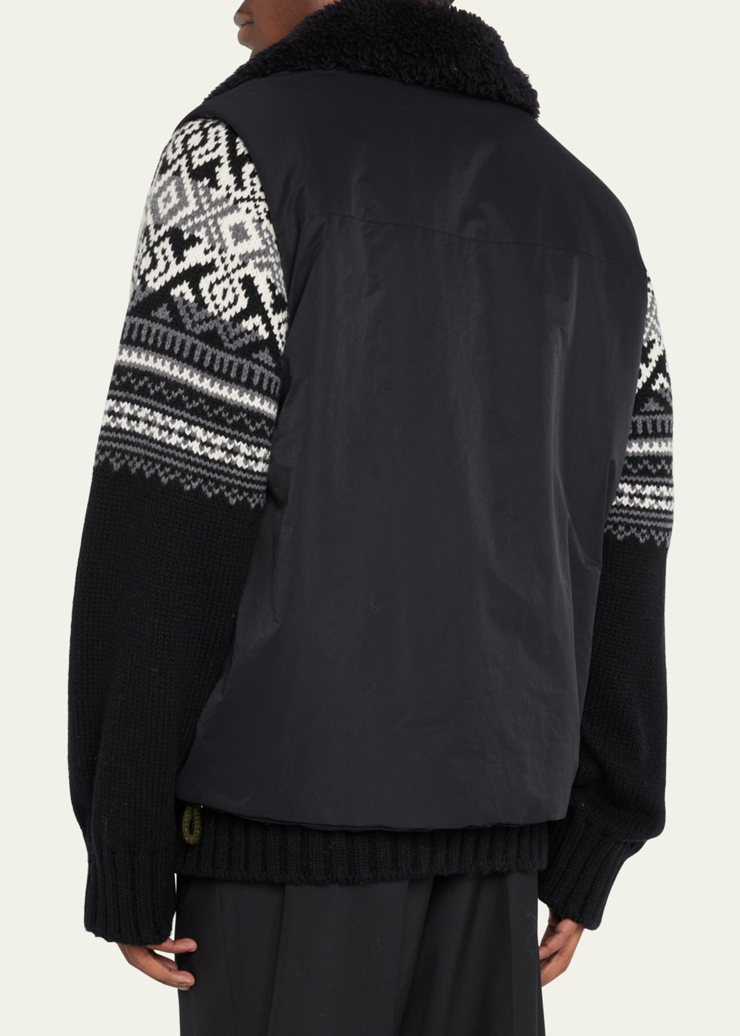 SACAI Men's Mixed-Media Fair Isle Puffer Blouson Jacket - Bergdorf Goodman