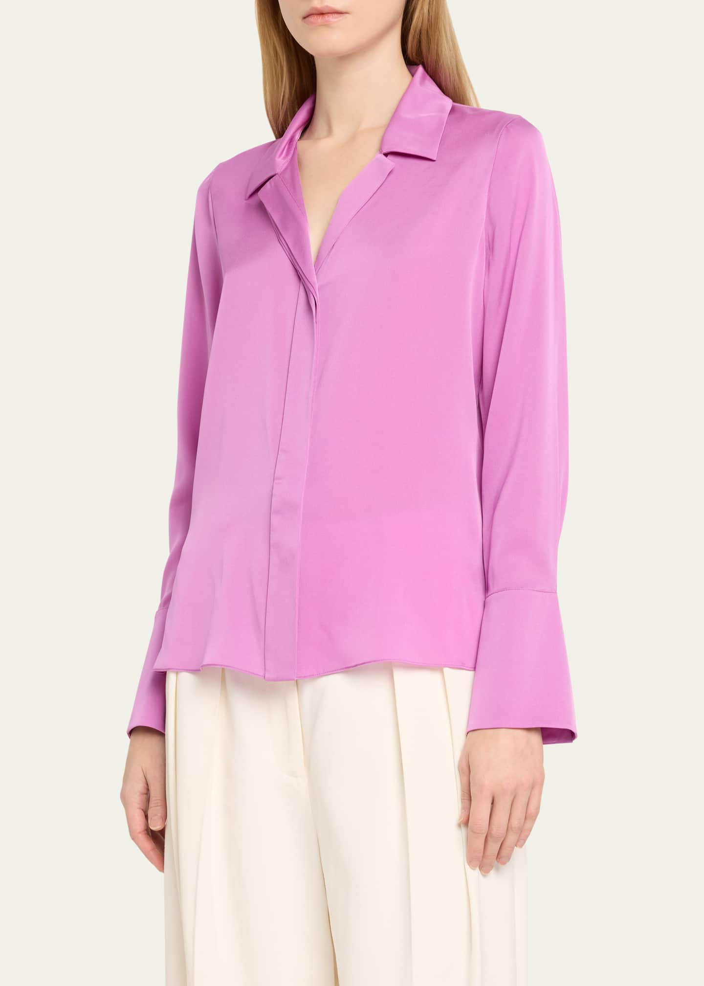 Kobi Halperin Liv Split-Cuff Stretch Silk Blouse - Bergdorf Goodman