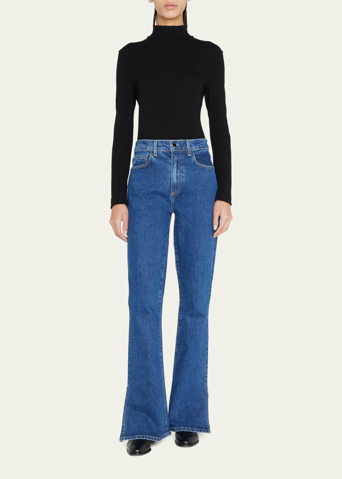 LE JEAN Stella High-Rise Split Flared Jeans - Bergdorf Goodman