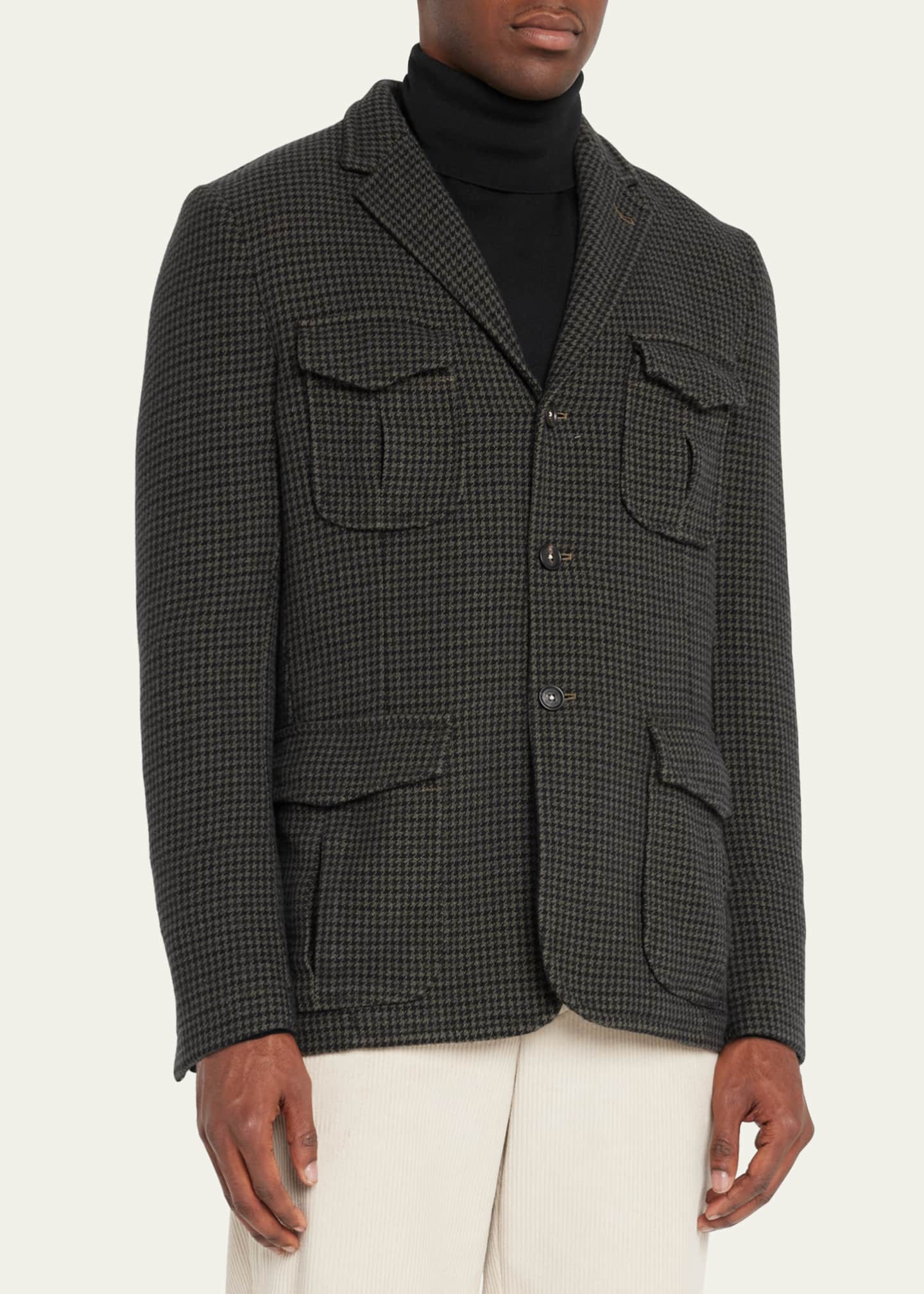 Massimo Alba Men's Houndstooth Sahariana Jacket - Bergdorf Goodman