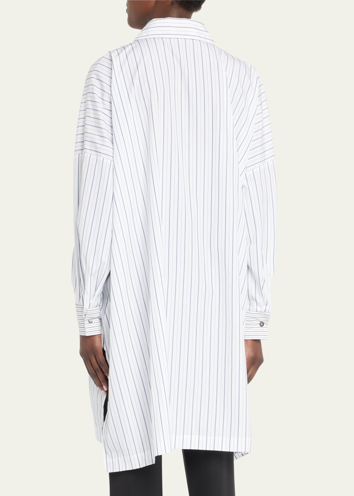 Eskandar Wide Longer-Back Shirt With Collar and Side Slits- Very Long ...