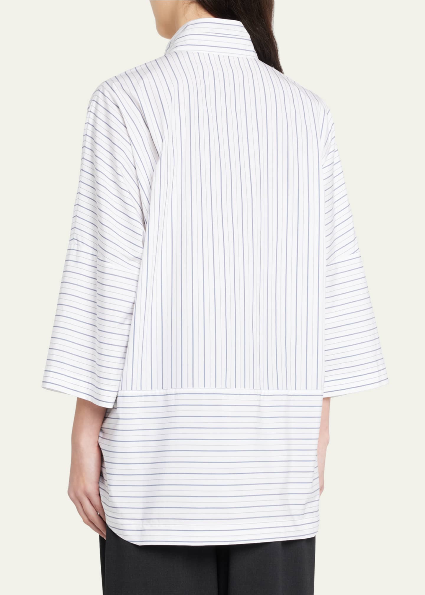 Eskandar Striped Button-Front Shirt w/ Panel Edge - Bergdorf Goodman