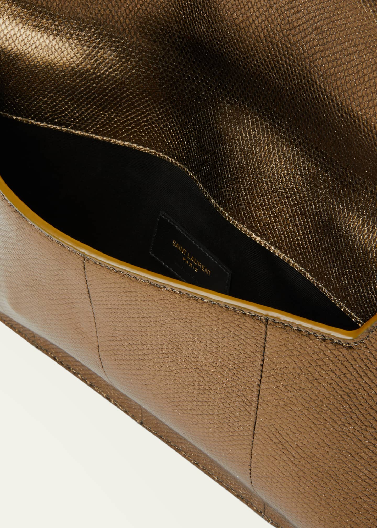 Saint Laurent Uptown YSL Metallic Snakeskin Pouch Clutch Bag - Bergdorf ...