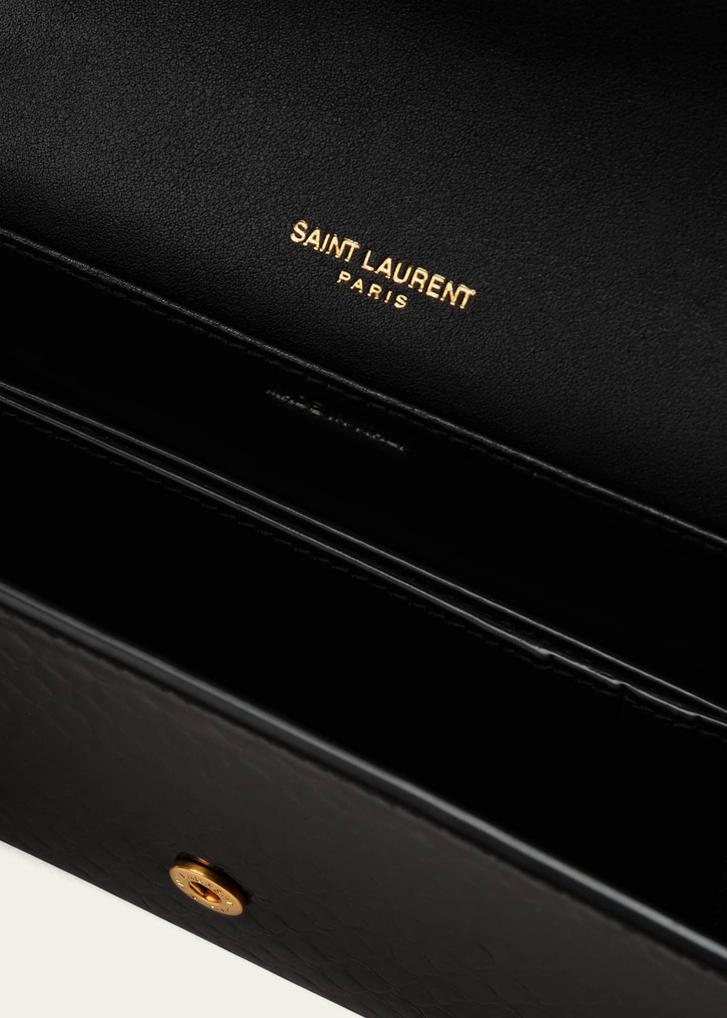 Saint Laurent Uptown YSL Wallet on Chain in Python Embossed Leather ...