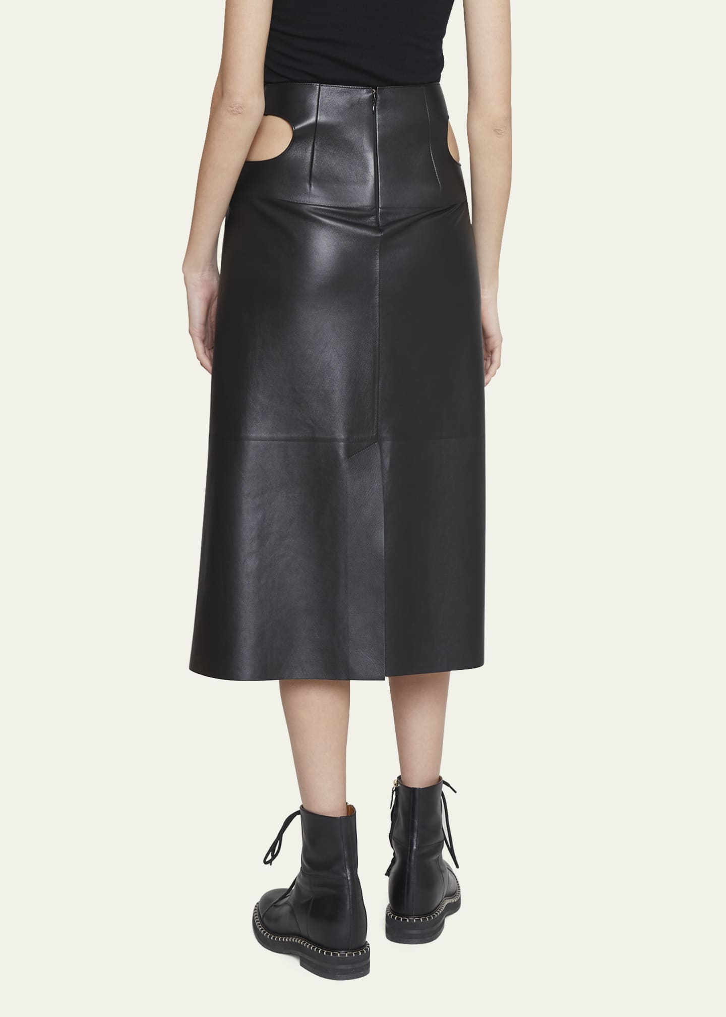Chloe Stones & Napa Leather Cutout Midi Skirt - Bergdorf Goodman
