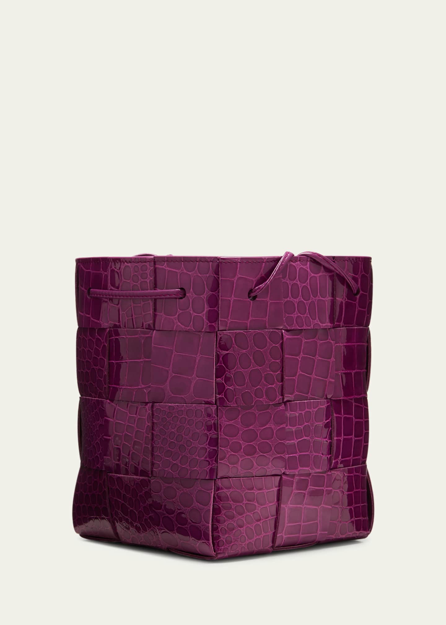 Bottega Veneta Mini Gloss Croc-Embossed Bucket Crossbody Bag - Bergdorf ...