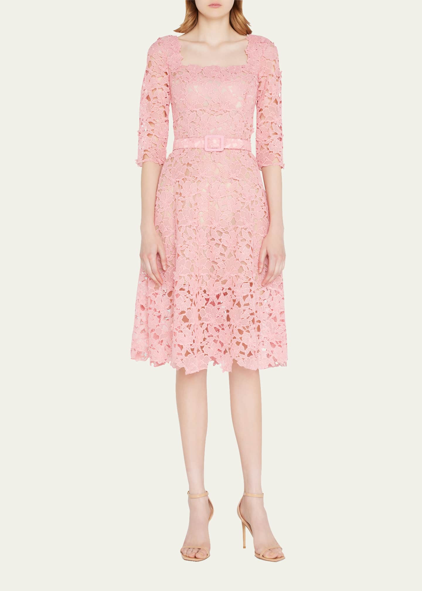 Oscar de la Renta Floral Guipure Lace Midi Dress - Bergdorf Goodman