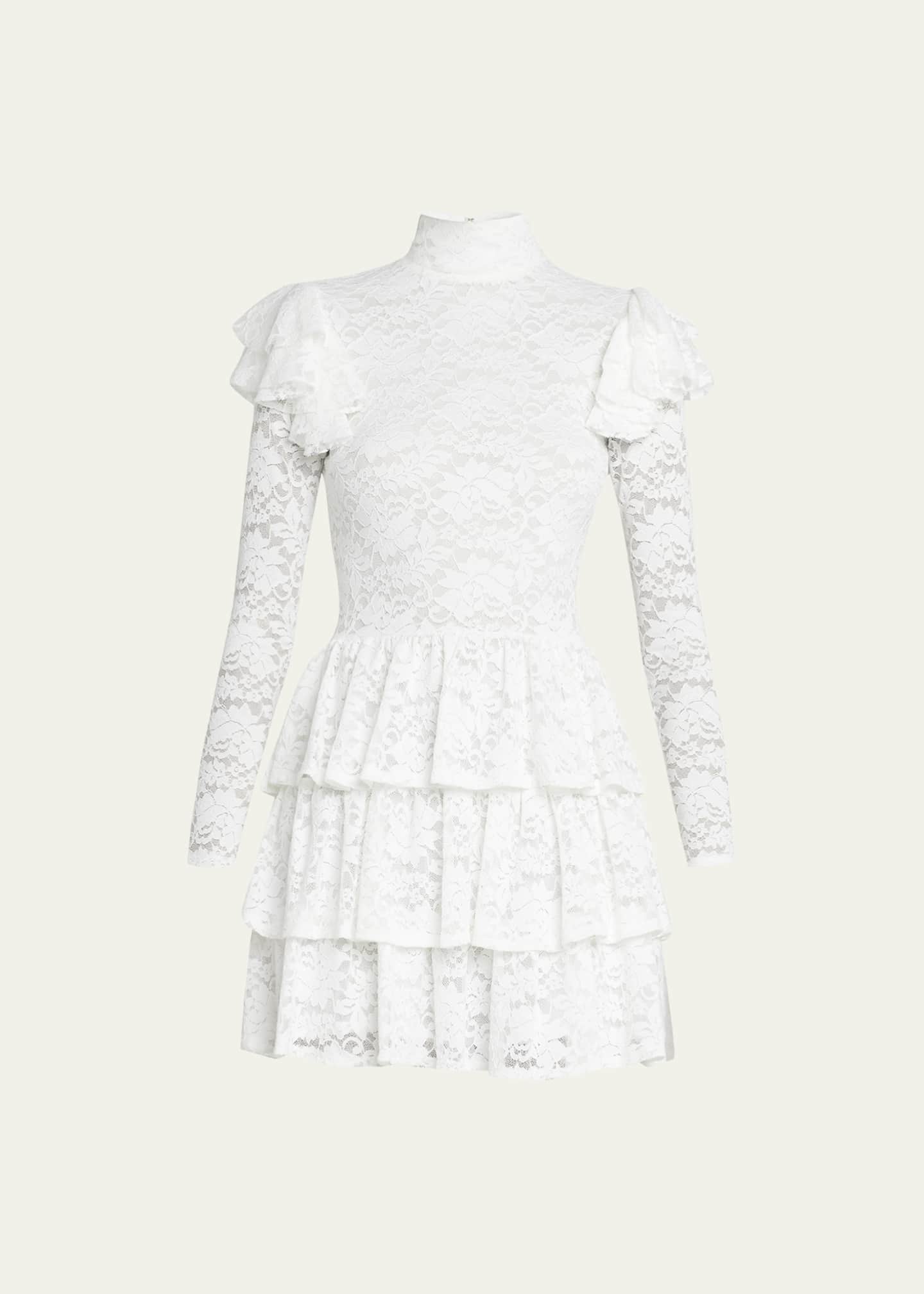 Caroline Constas Emily Tiered-Ruffle Lace Mini Dress - Bergdorf Goodman
