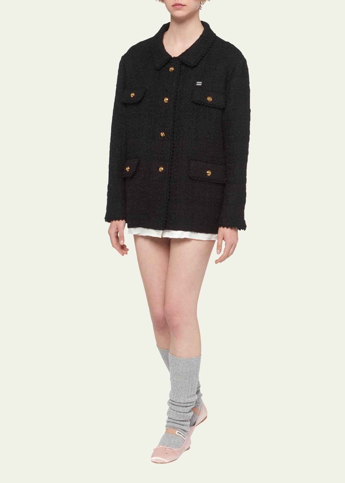 Miu Miu Tweed Button-Down Jacket - Bergdorf Goodman