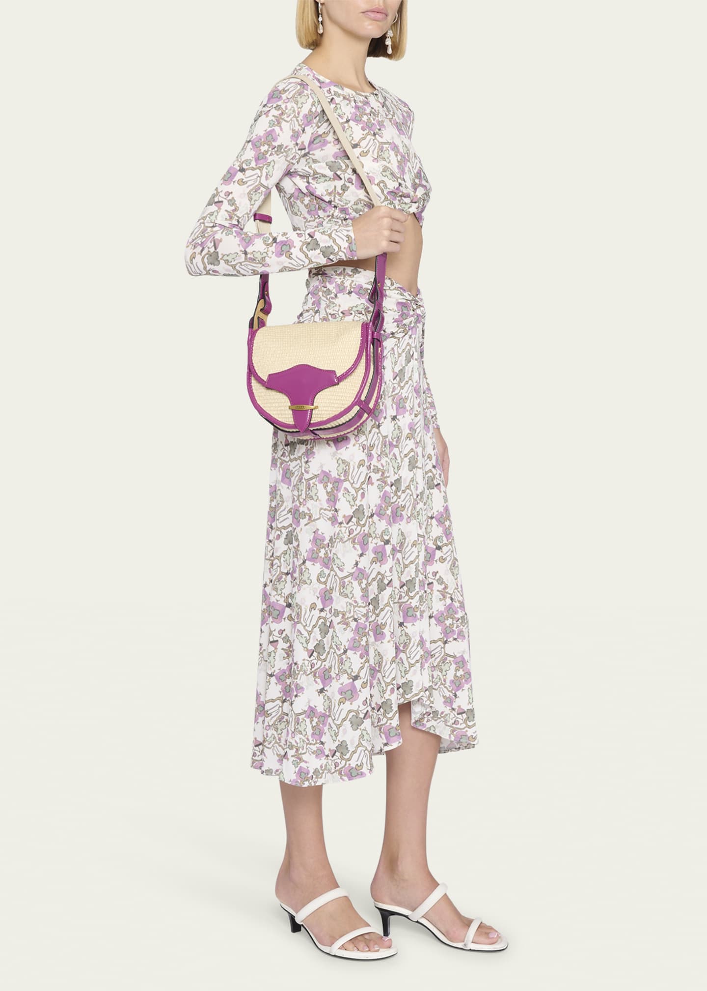 Isabel Marant Botsy Saddle Raffia Crossbody Bag - Bergdorf Goodman