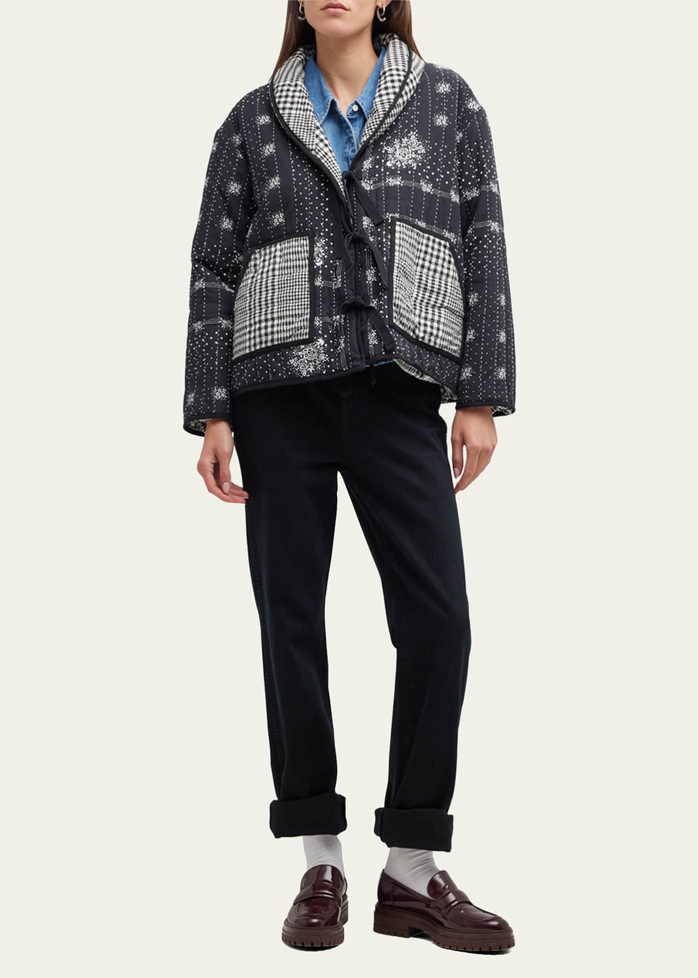 The Great The Reversible Quilted Tie-Front Jacket - Bergdorf Goodman