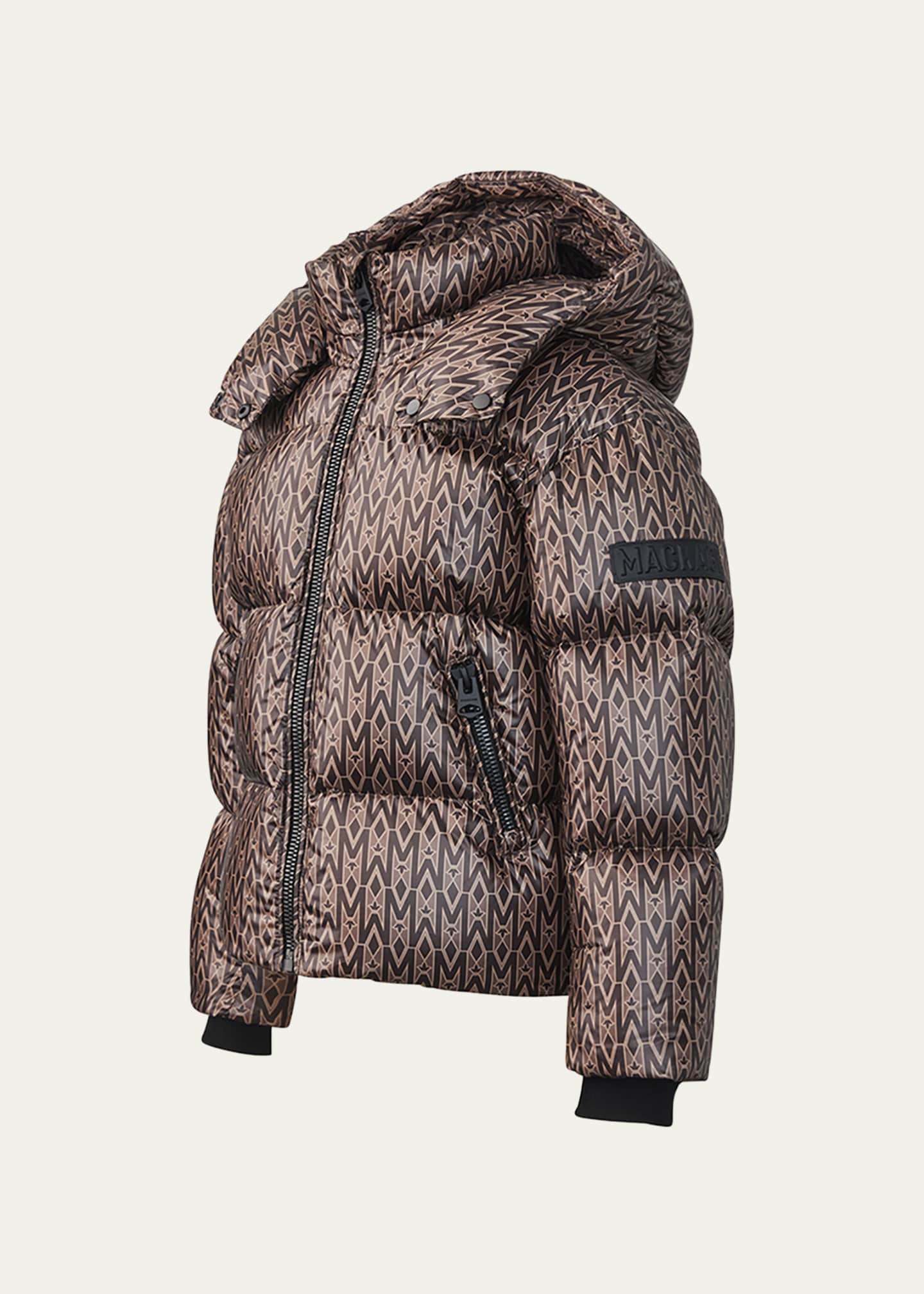 Mackage Kid's Jesse Recycled Monogram-Print Hooded Puffer Jacket, Size ...