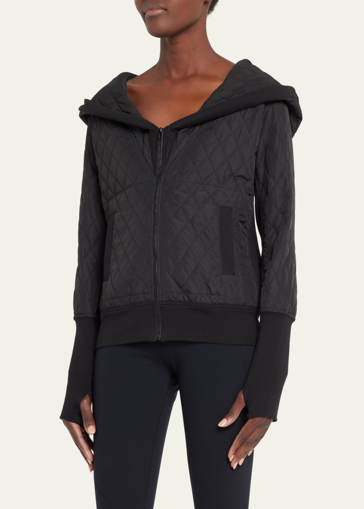 Norma Kamali Active Quilted Zip Hood Hoodie - Bergdorf Goodman