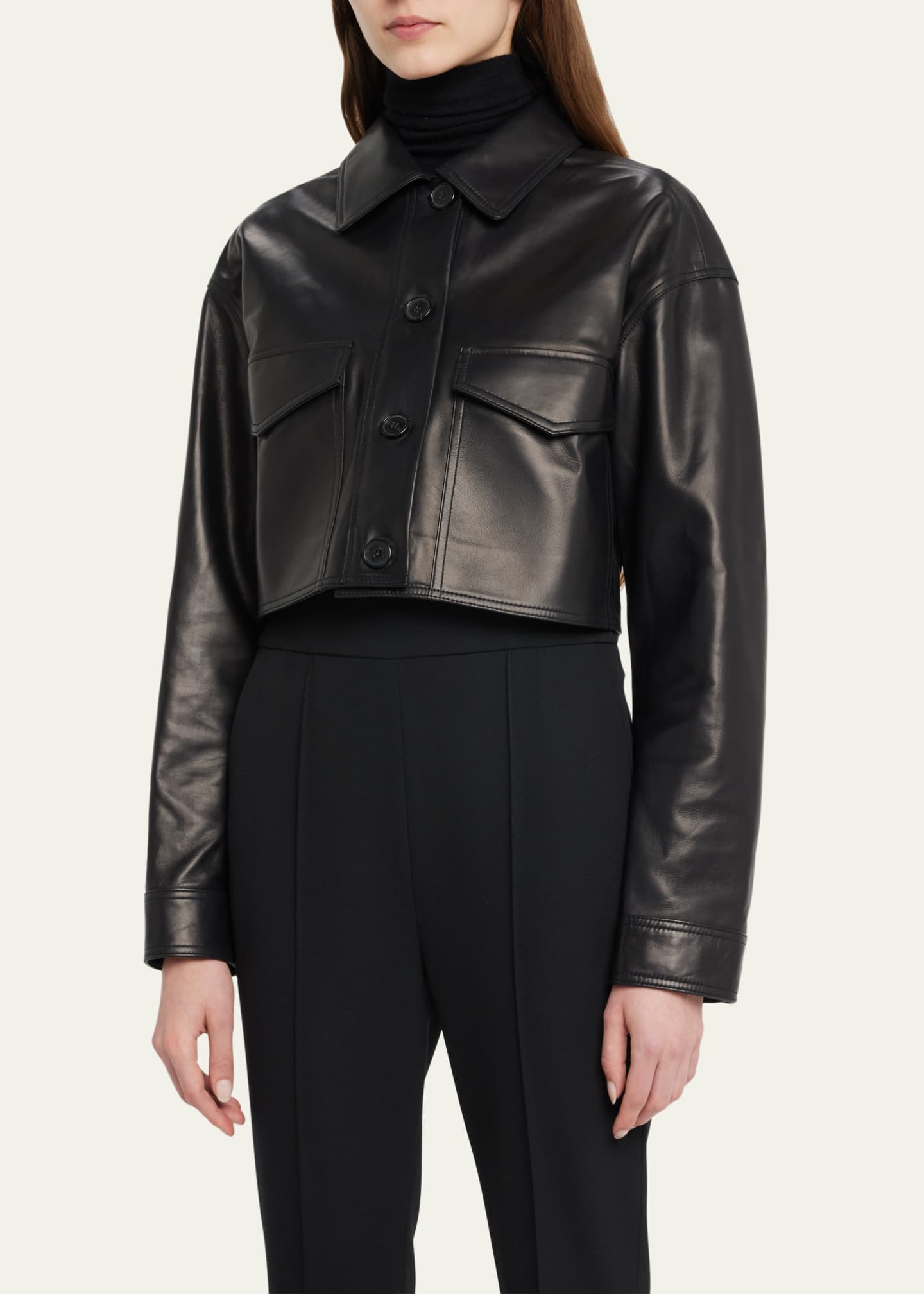 UTZON Joanne Crop Leather Jacket - Bergdorf Goodman