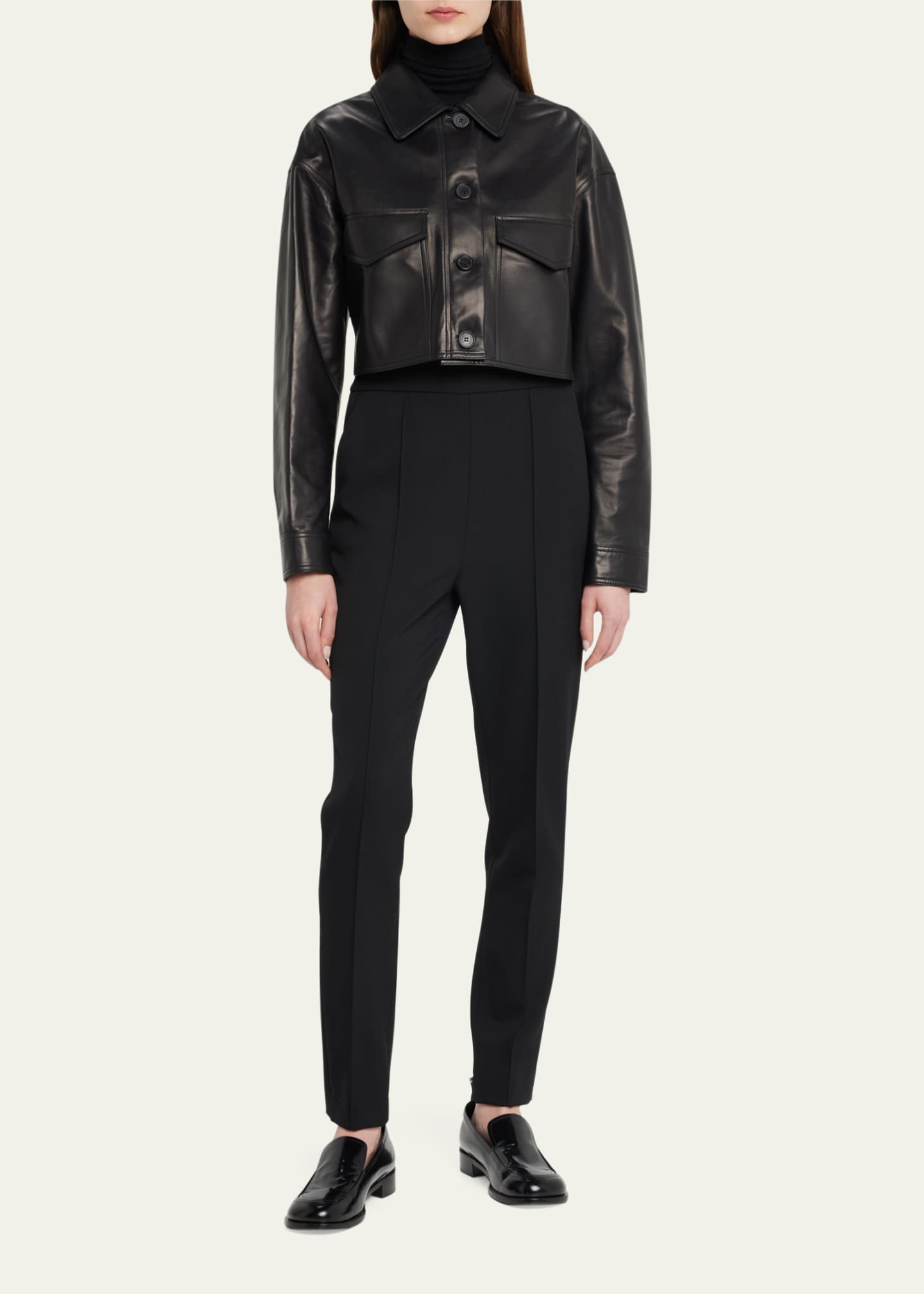 UTZON Joanne Crop Leather Jacket - Bergdorf Goodman