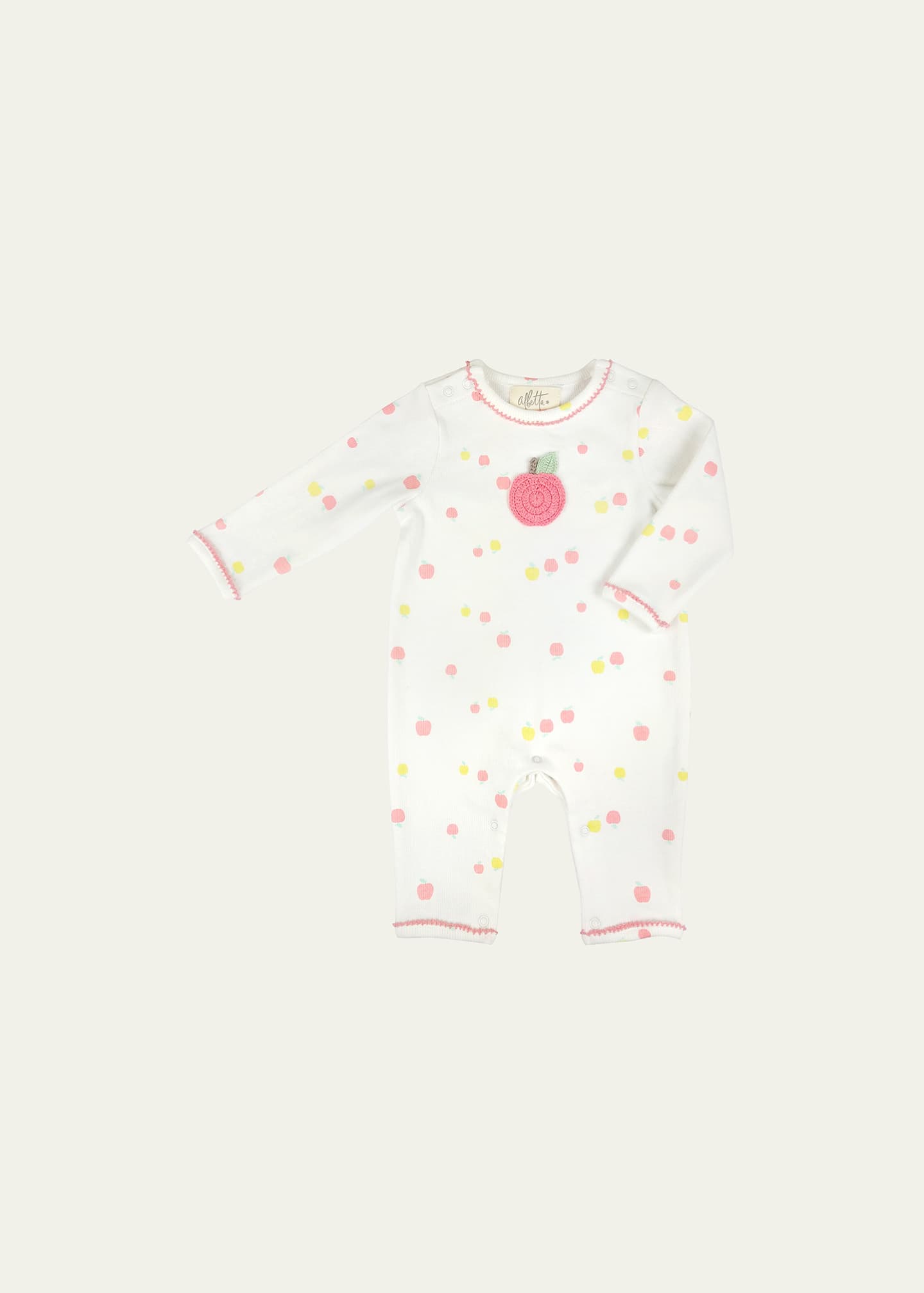Albetta Girl's Apple Applique Coverall, Size Newborn-12M - Bergdorf Goodman