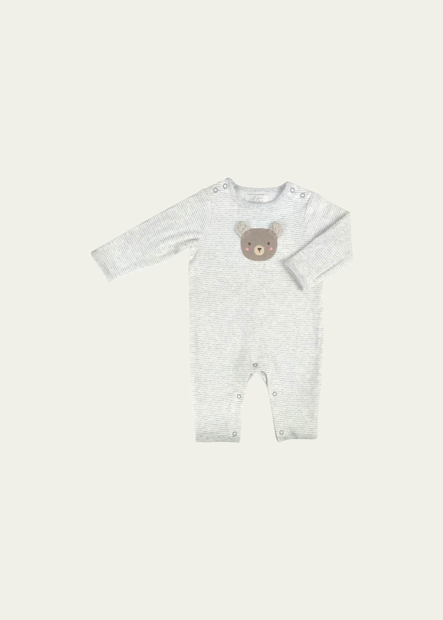 Albetta Kid's Striped Bear Applique Coverall, Size Newborn-12M ...