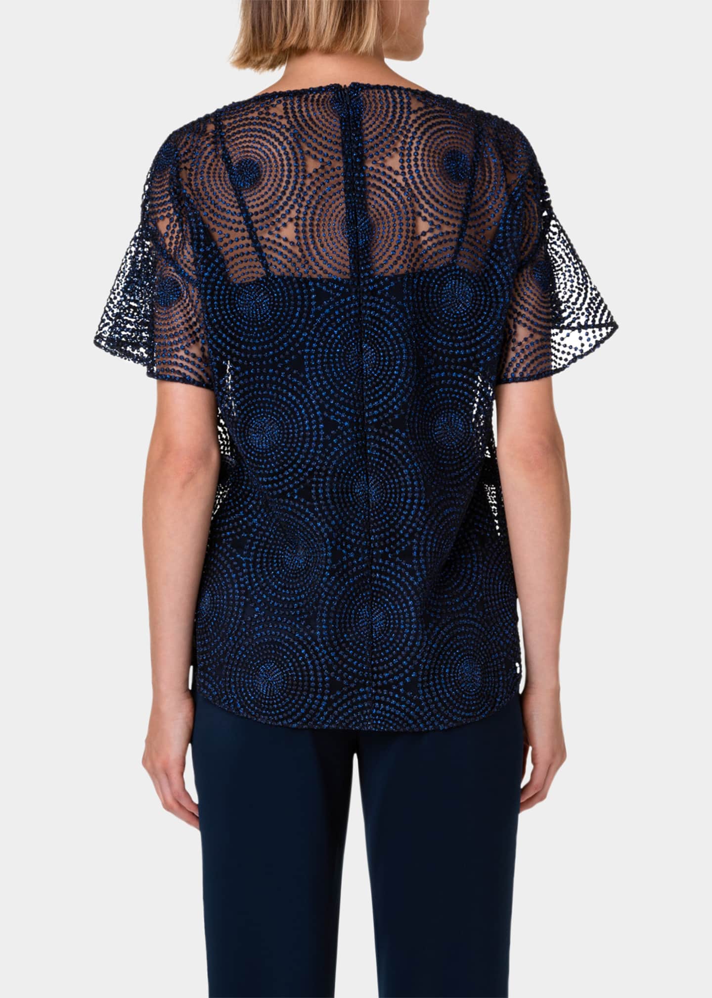 Akris punto Metallic Embroidered Tulle Blouse - Bergdorf Goodman