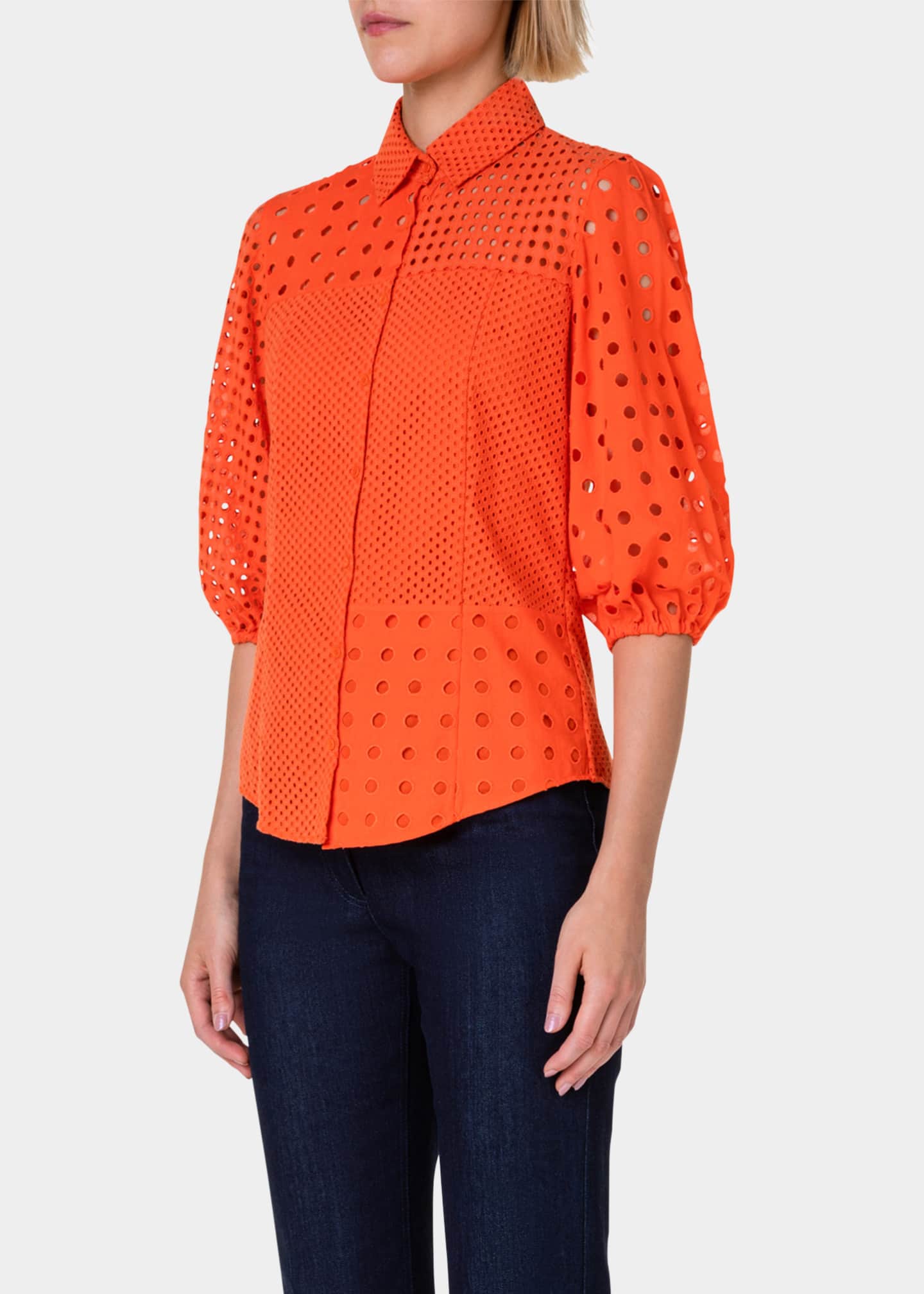 Akris punto Eyelet Embroidered Button-Front Blouse - Bergdorf Goodman
