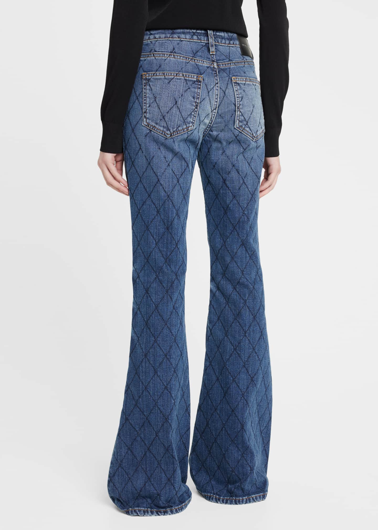 Cout De La Liberte Diamond-Quilted Flare Denim Pants - Bergdorf Goodman