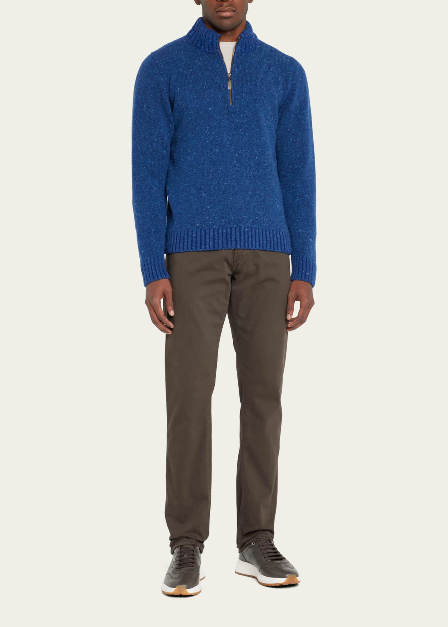 Inis Meain Men's Wool-Cashmere Half-Zip Sweater - Bergdorf Goodman